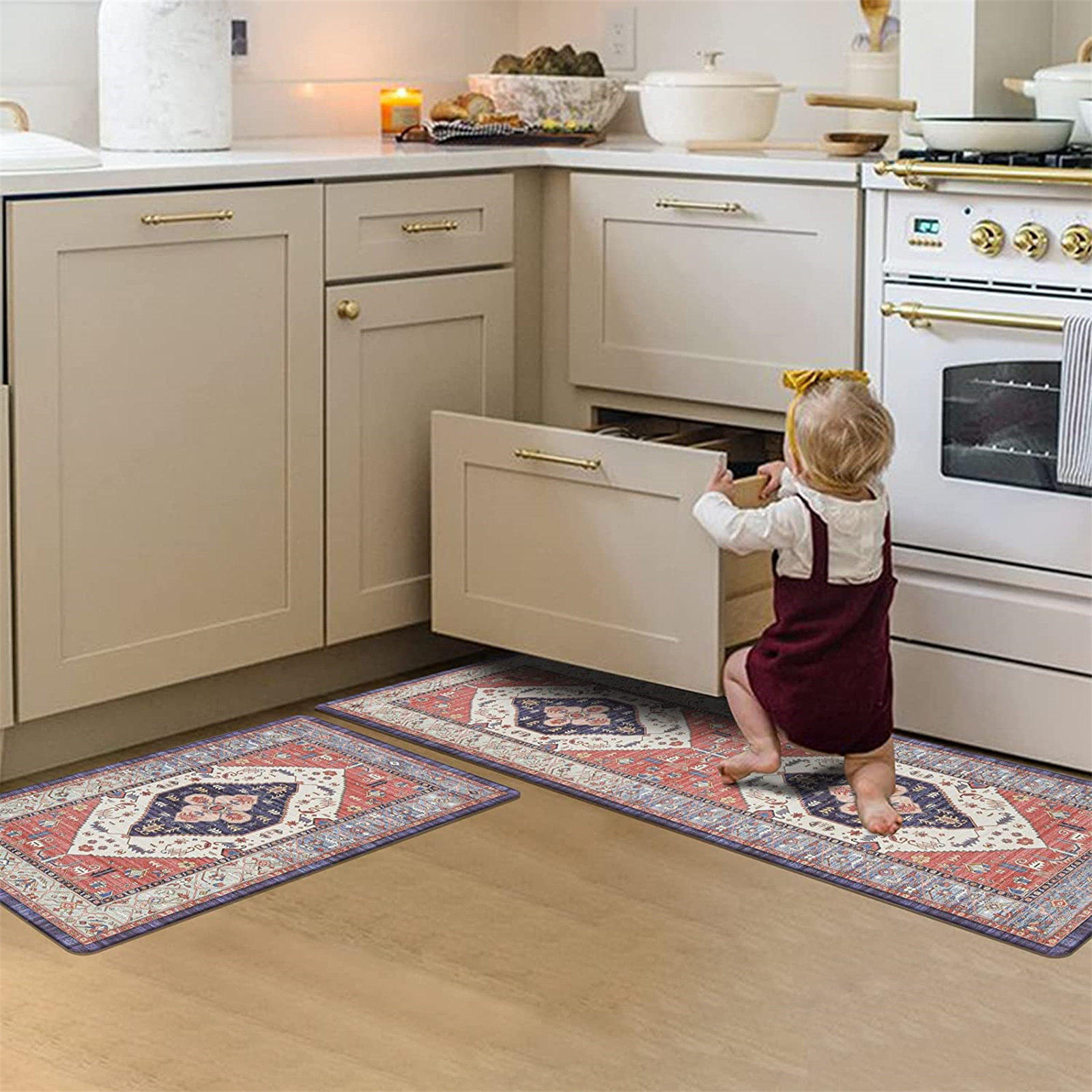 Bungalow Rose Elainey Anti-Fatigue Non-Skid Kitchen Mat (Set of 2 ...