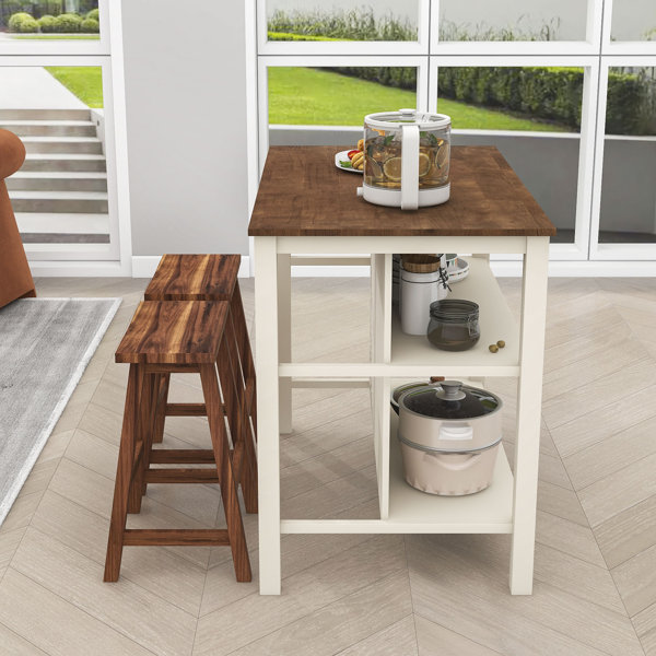 Red Barrel Studio® Rishvie 3-Pcs Stationary Kitchen Island Set With 2 ...