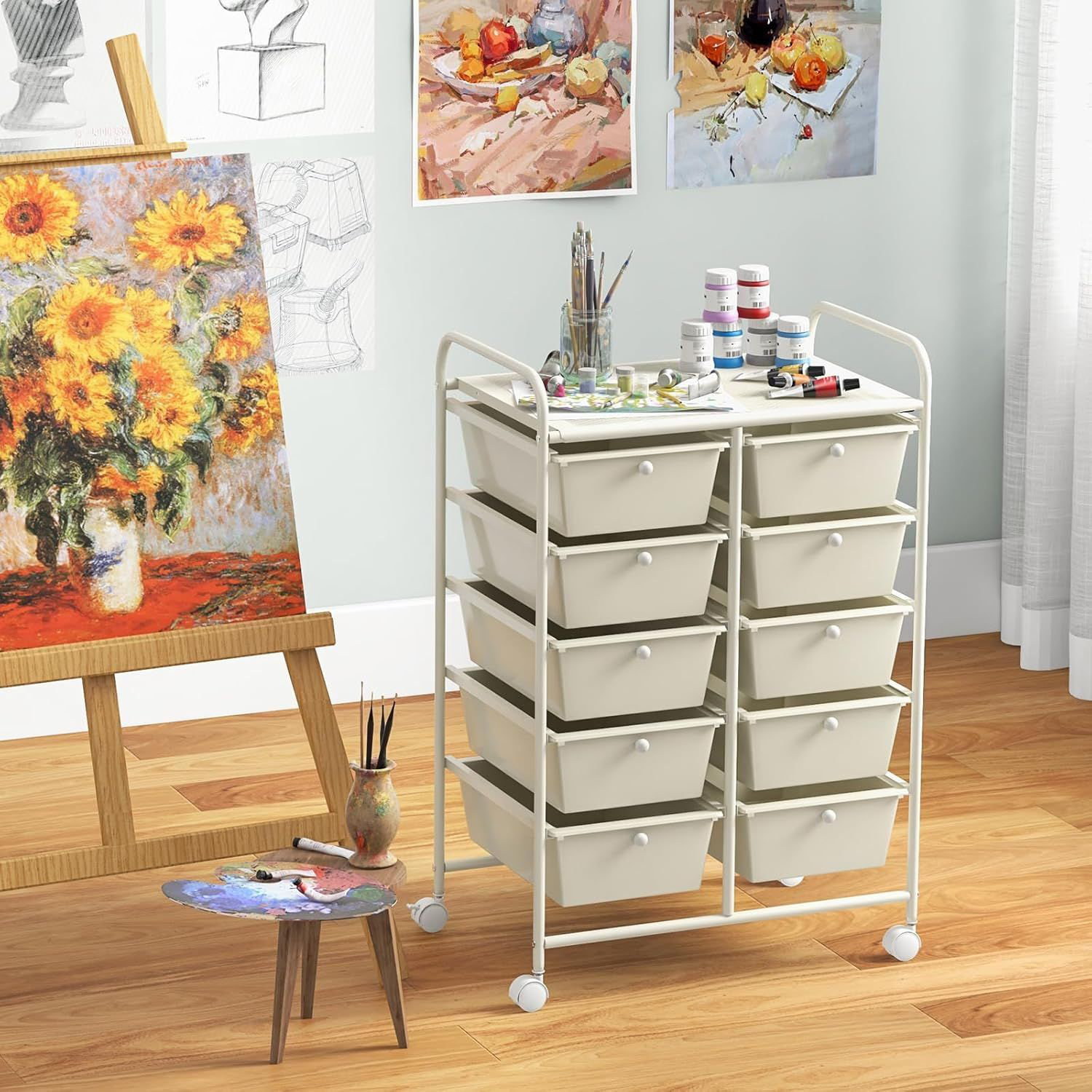 Silodo 10 Drawer Rolling Organizer Cart Tools Scrapbooking Paper Office ...