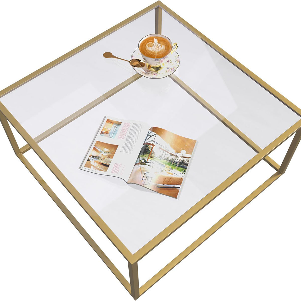 Ivy Bronx Glass Coffee Table Small Square Coffee Tables For Living Room ...