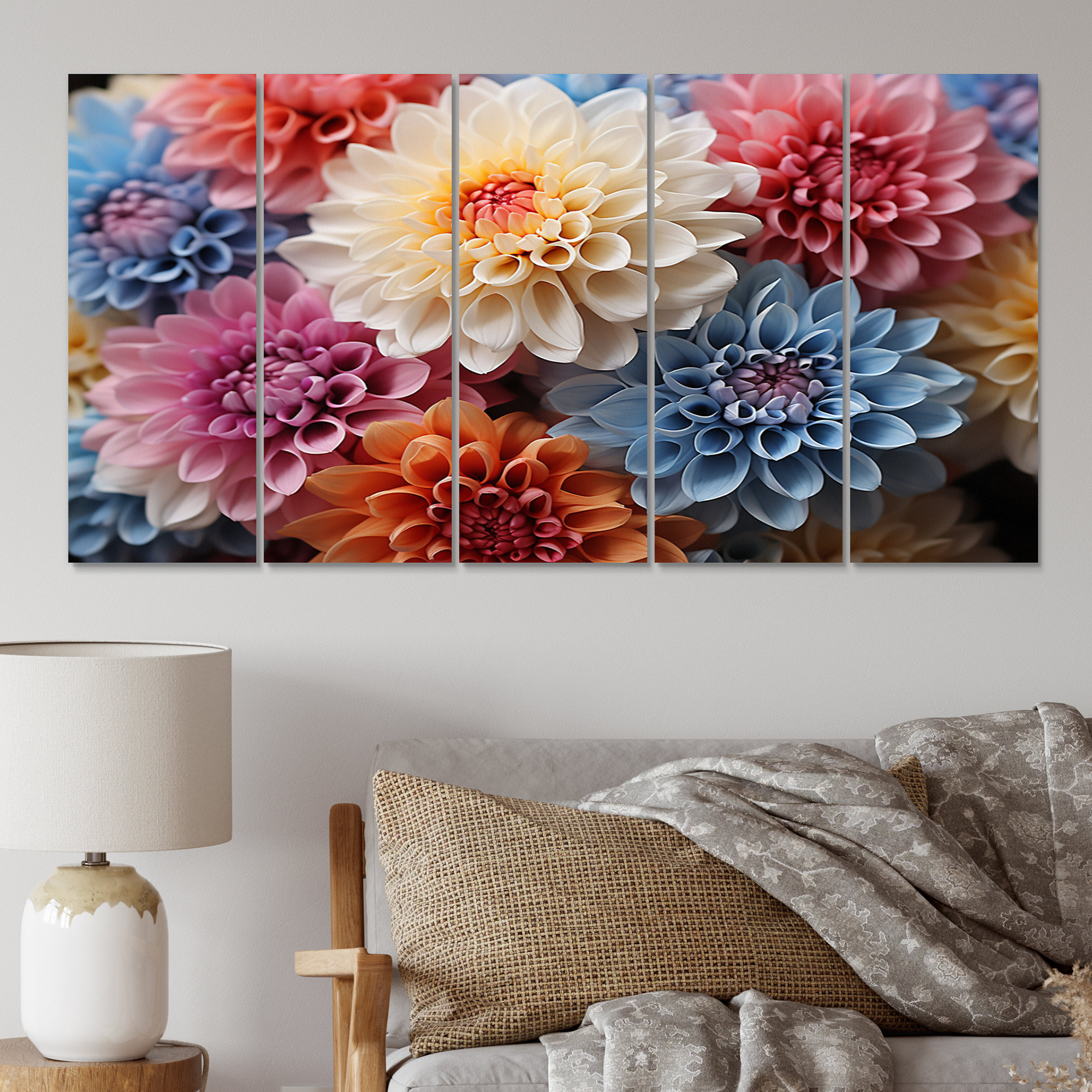 Design Art Chrysanthemums Vibrant Collage I - Floral Metal Wall Decor ...