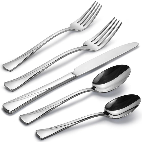 Latitude Run® 30-Piece Modern Stainless Steel Flatware Set Elegant ...