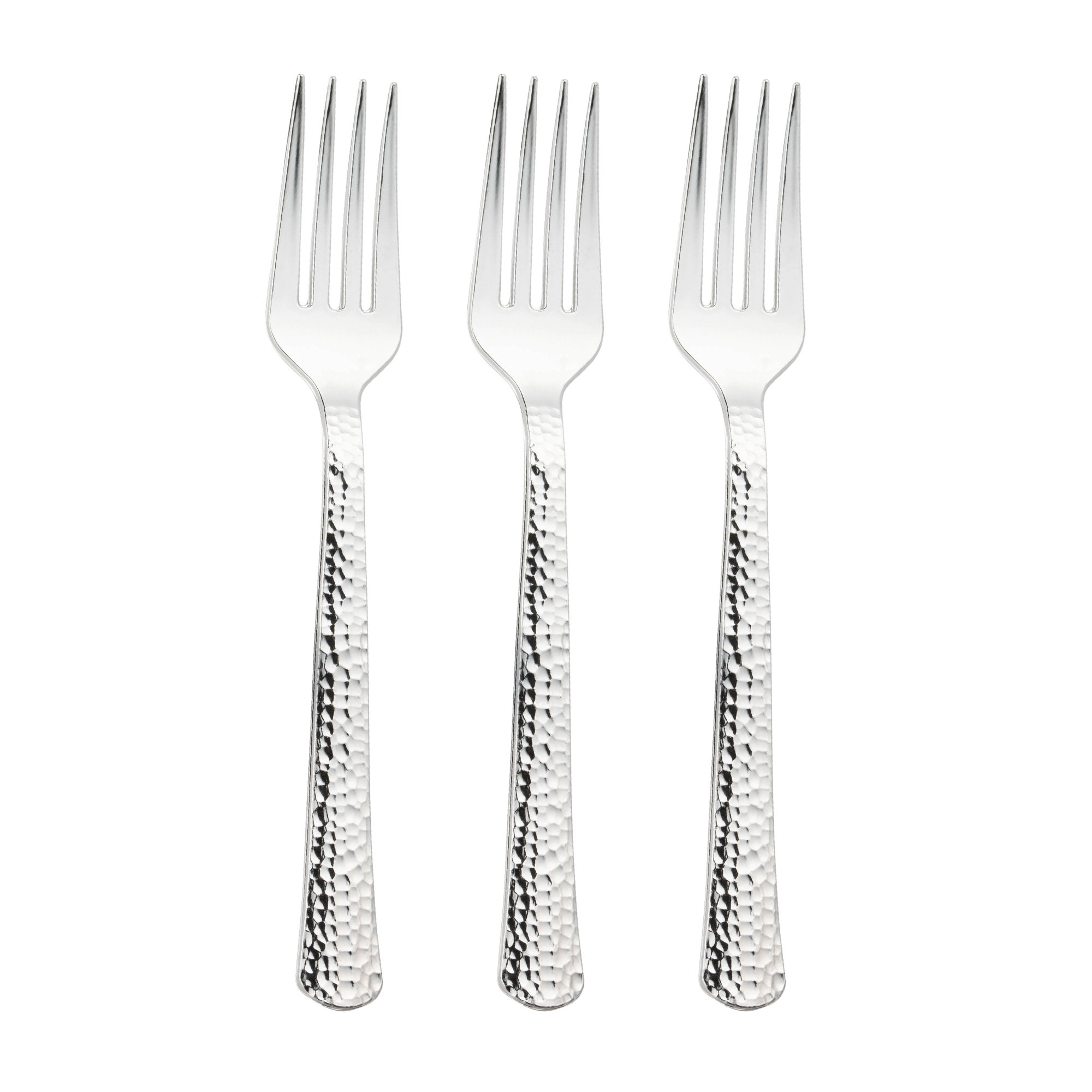 Smarty Had a Party Shiny Metallic Silver Hammered Plastic Forks | Wayfair