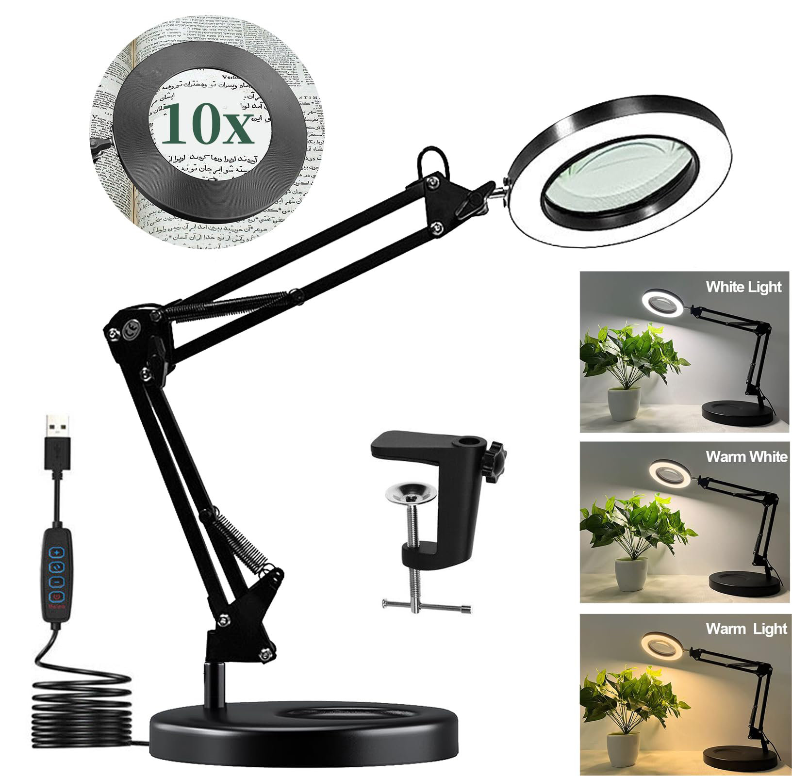 Ivy Bronx Loupe avec lumière et support, lampe loupe 10X, lampe de ...