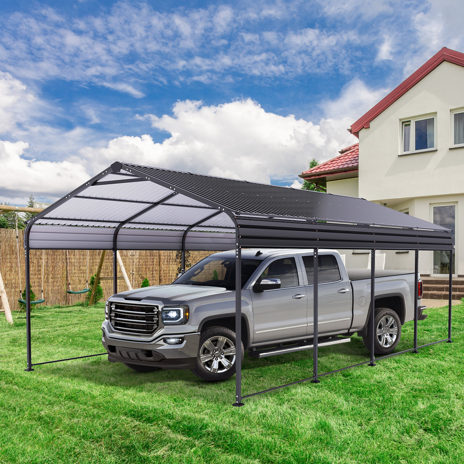 Cobizi 12x21ft Heavy Duty Metal Carport with Galvanized Steel Roof ...