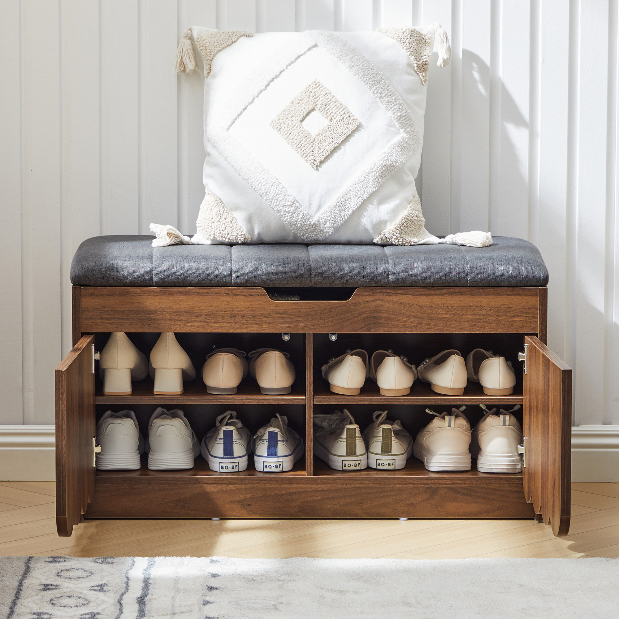 Upholstered Shoe Storage Bench