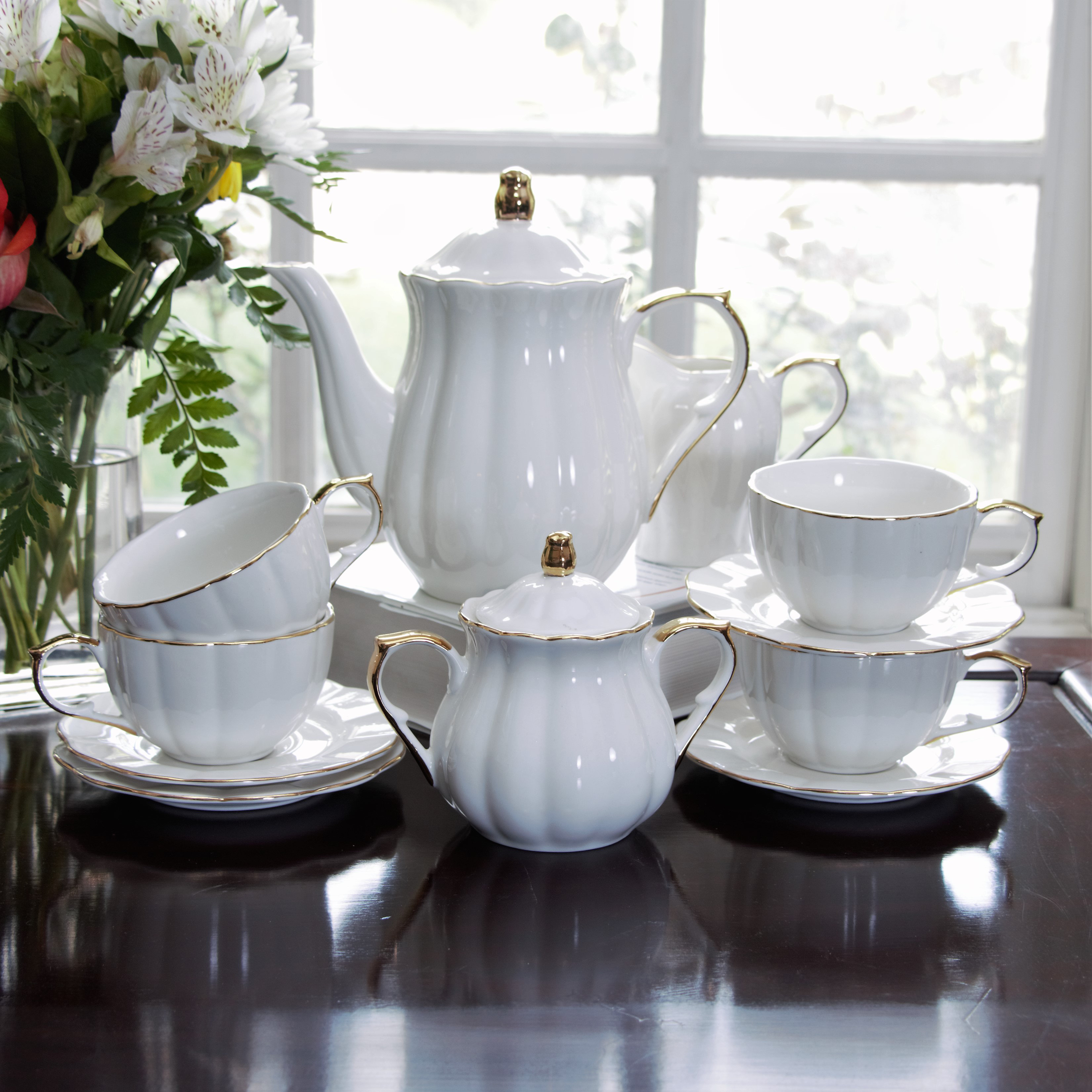 Grace's Tea Ware White Scallop Porcelain 11-Piece Tea Set & Reviews ...