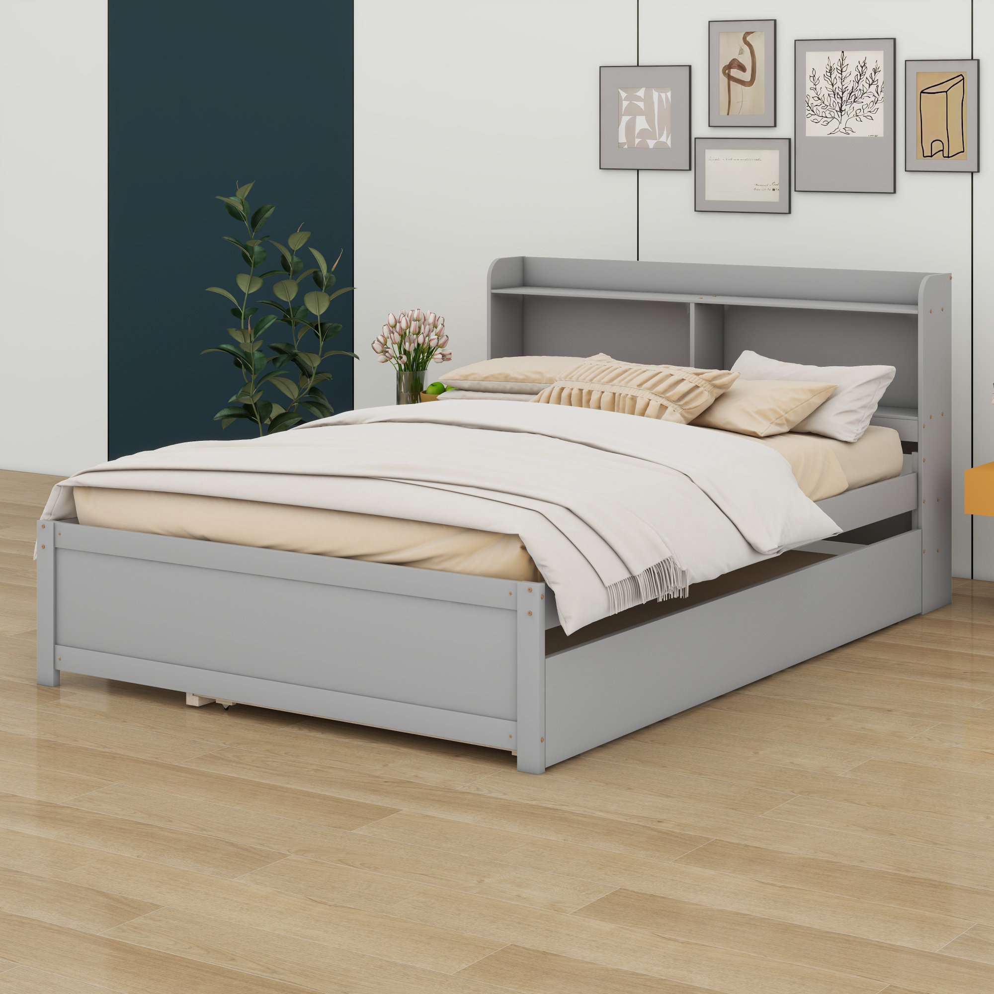 Latitude Run® Bed With Trundle,Bookcase | Wayfair