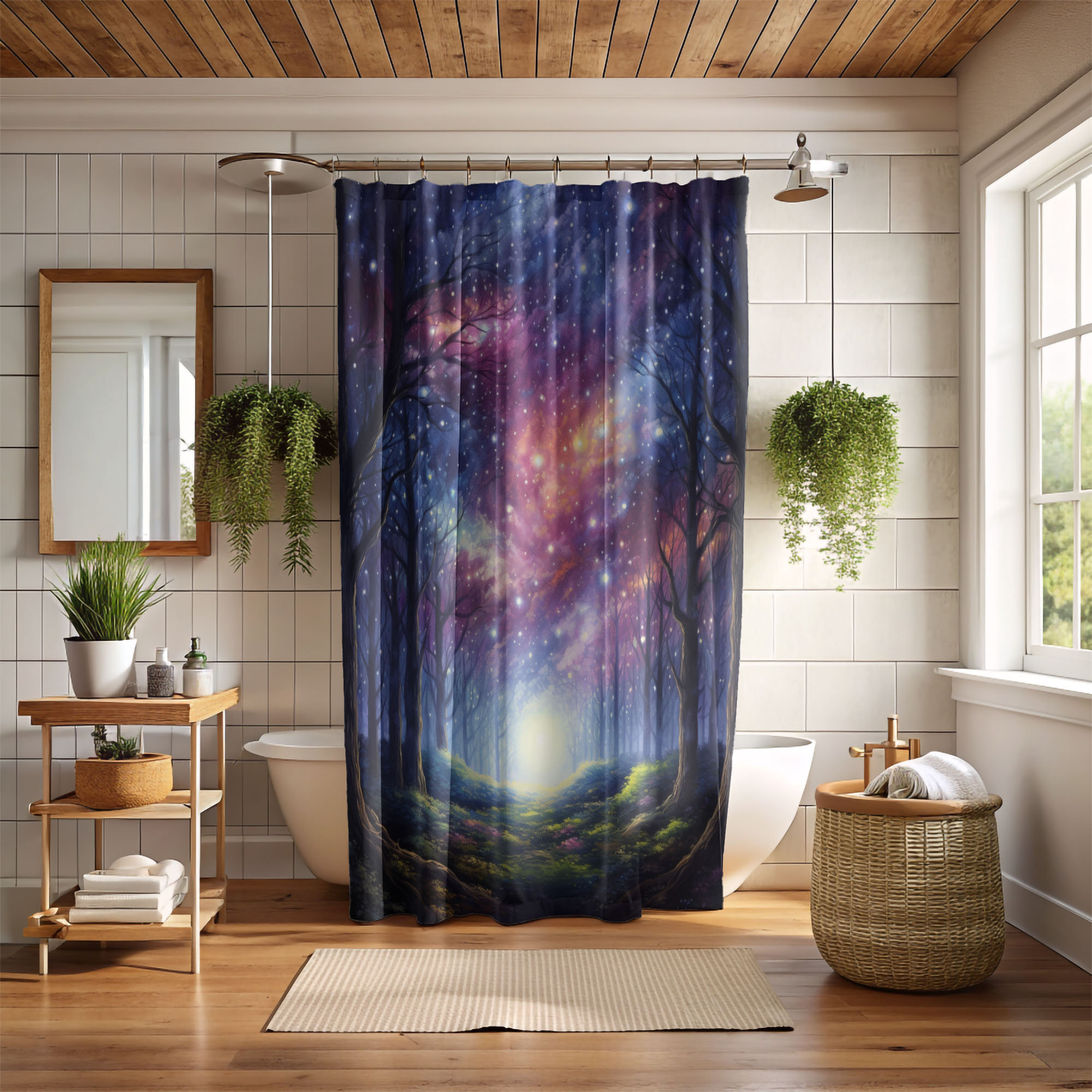 East Urban Home Night Lights - 1 Piece Standard Shower Curtain | Wayfair
