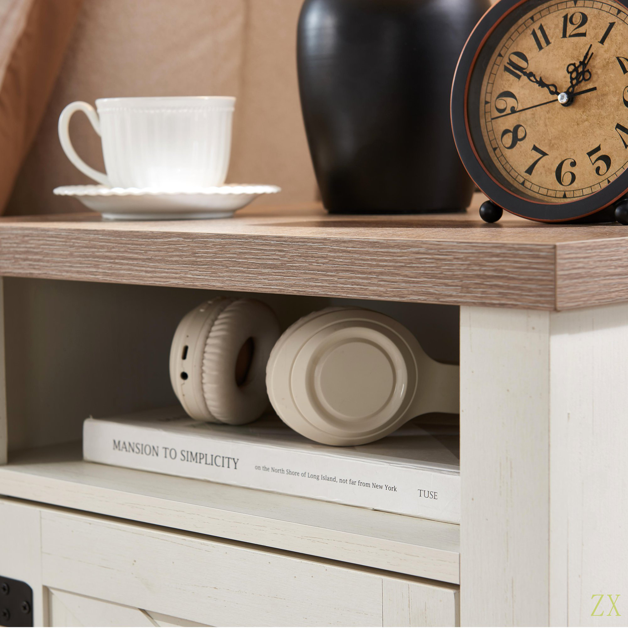 August Grove® Farmhouse Nightstand , Beside Table With Barn Door ...
