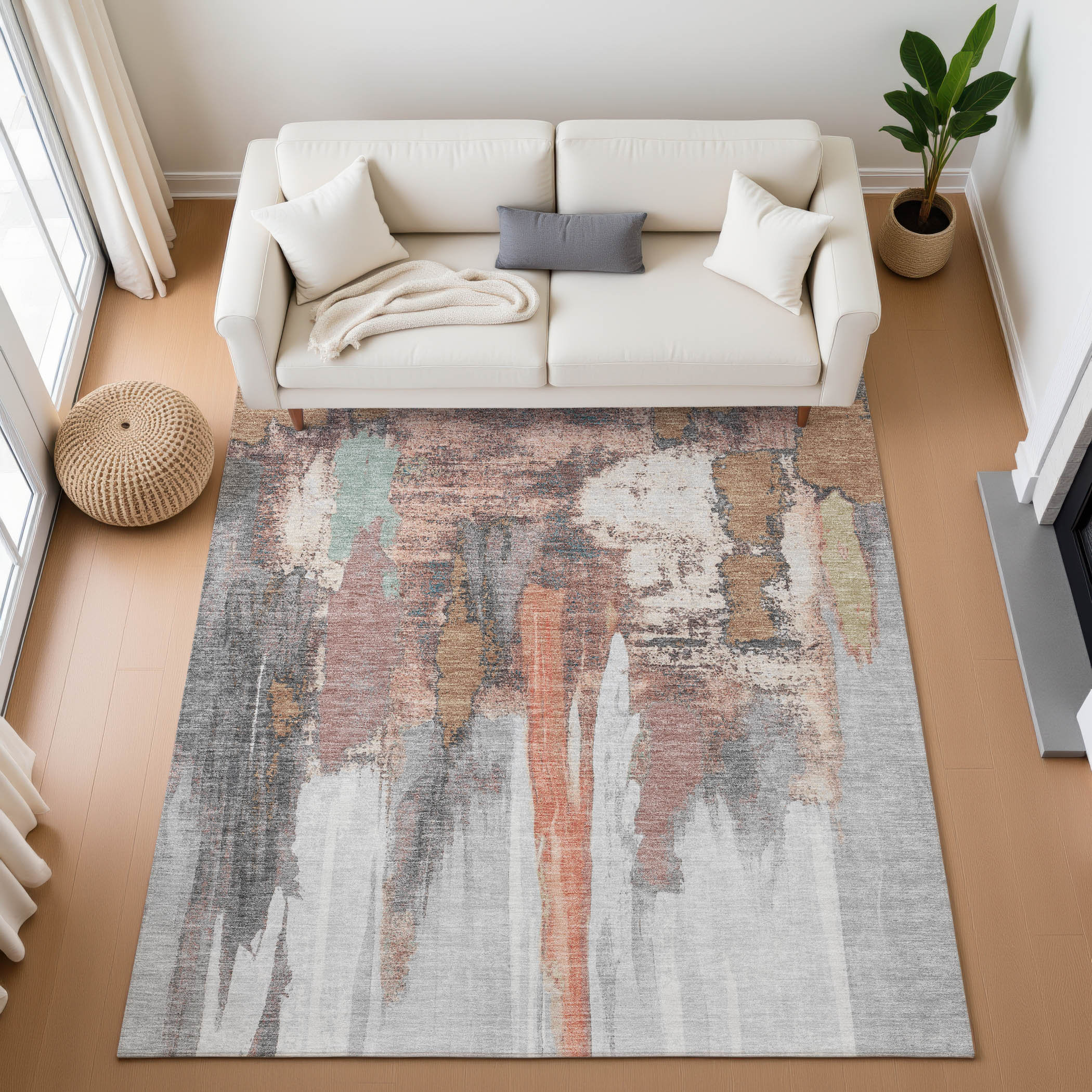 Orren Ellis Premium Machine Washable Mouton AMF1979 Abstract Rug ...