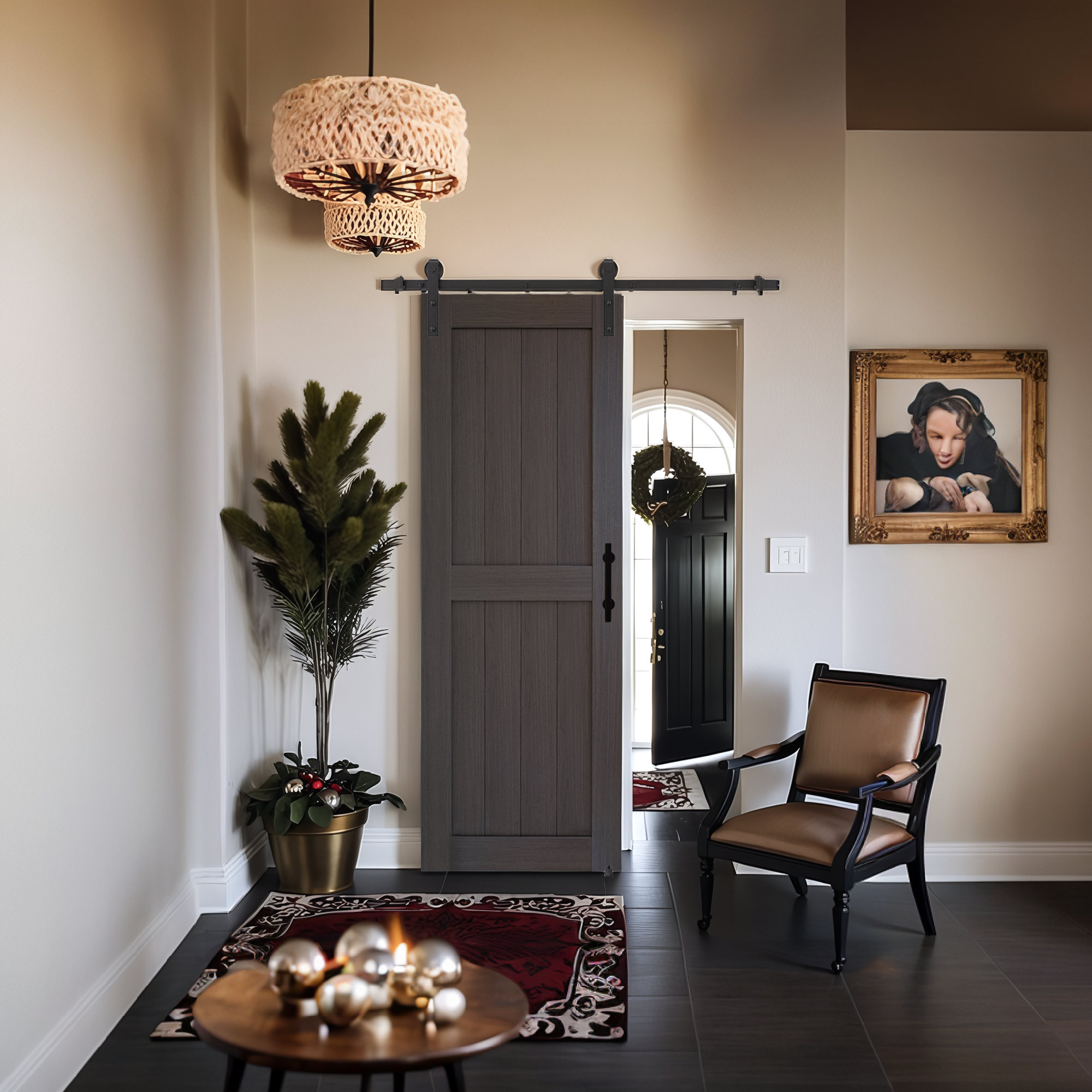 CRAFTIUM 30/36/42 Rustic Farmhouse Sliding Barn Door With PVC Surface ...