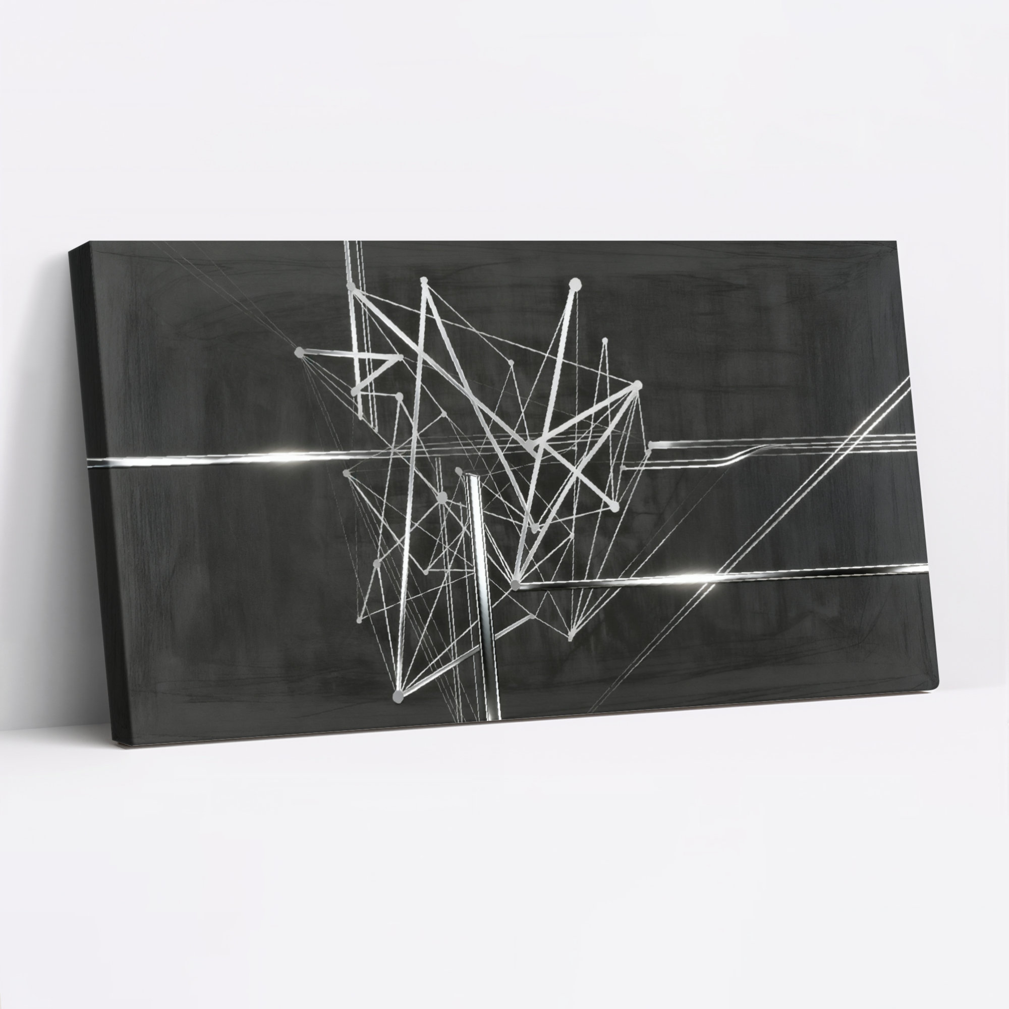Wrought Studio™ Abstract Geometric Lines And Shapes Canvas Wrapped Wall ...