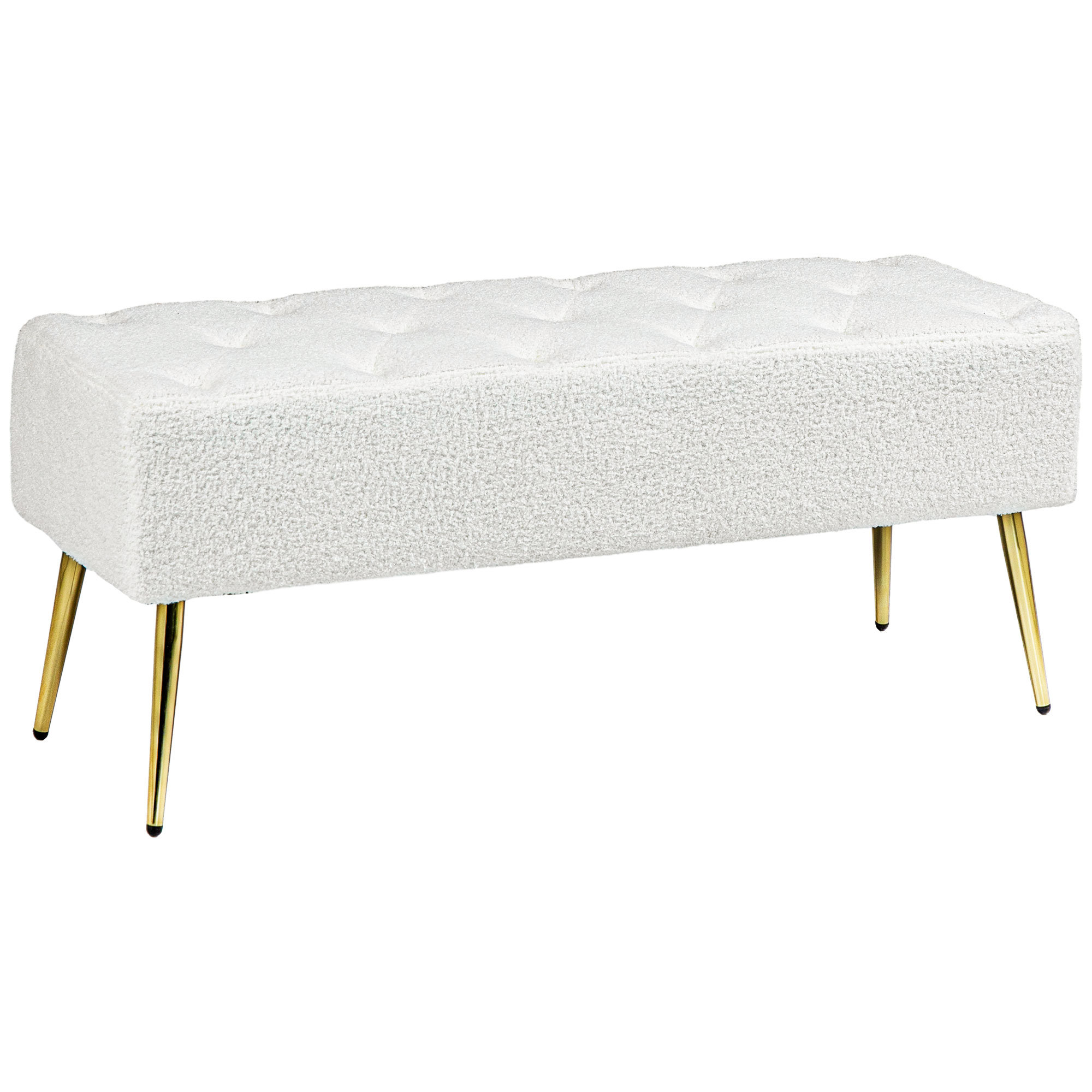 Everly Quinn Tufted End Of Bed Bench Lambs Wool Upholstered Bedroom