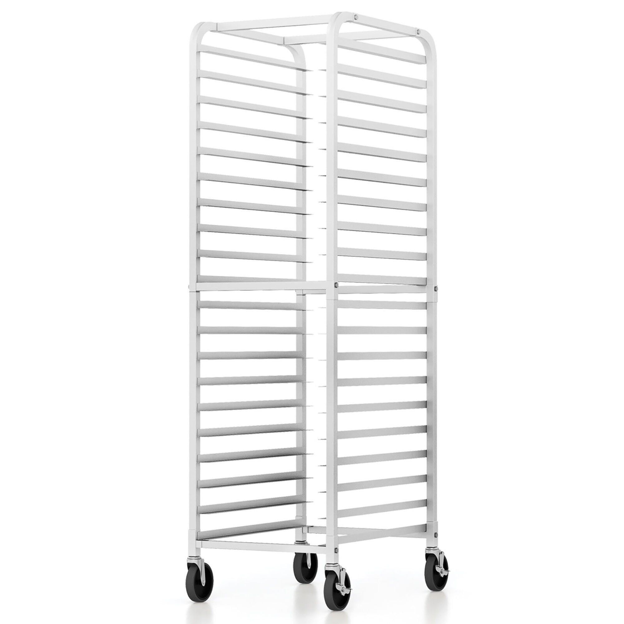 Gymax 20-tier Bun Pan Speed Rack W/ Lockable Rubber Wheels 3'' Spacing ...