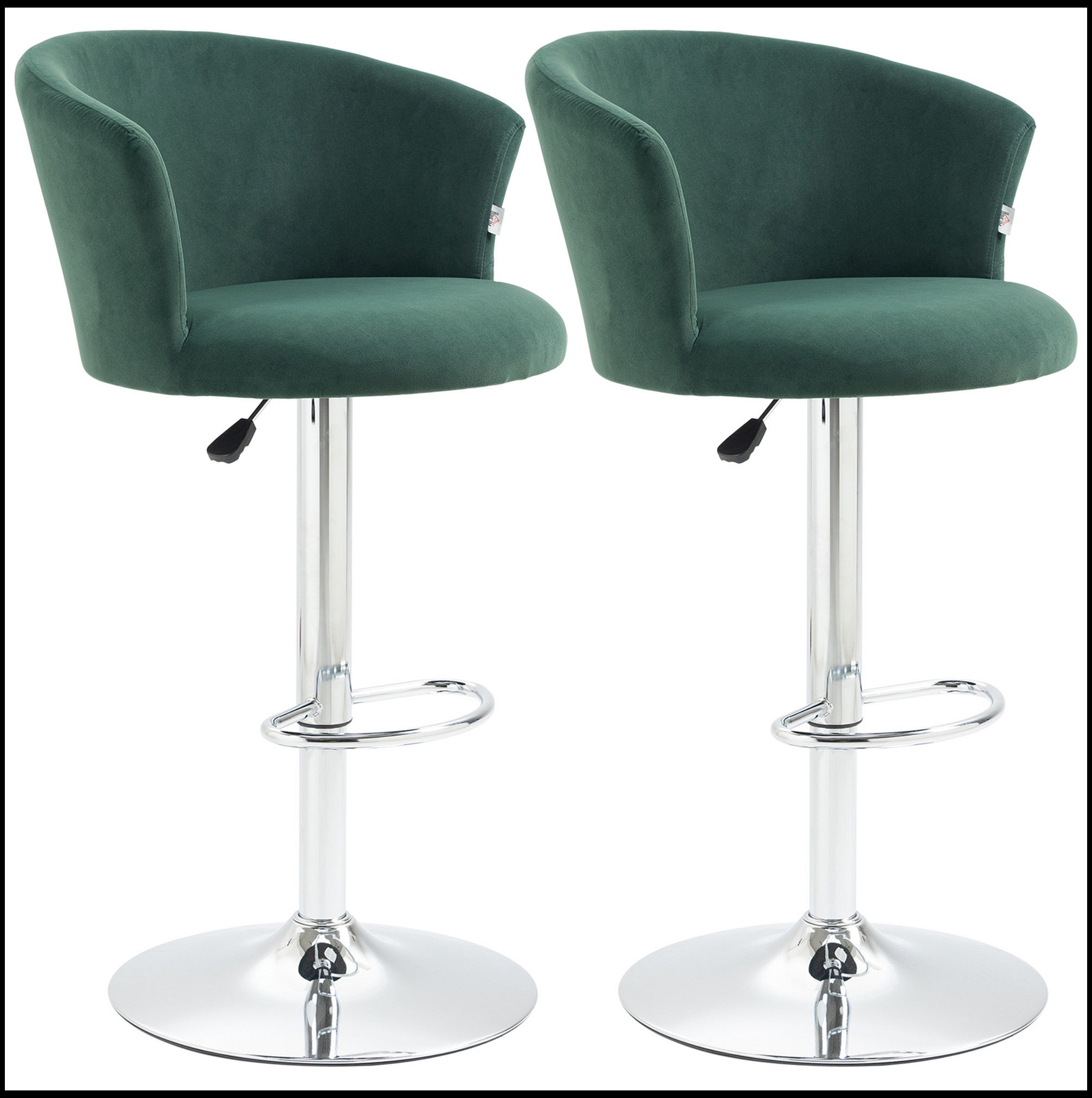 Mercer41 Adjustable Bar Stools Set Of 2, Velvet Upholstered Kitchen ...