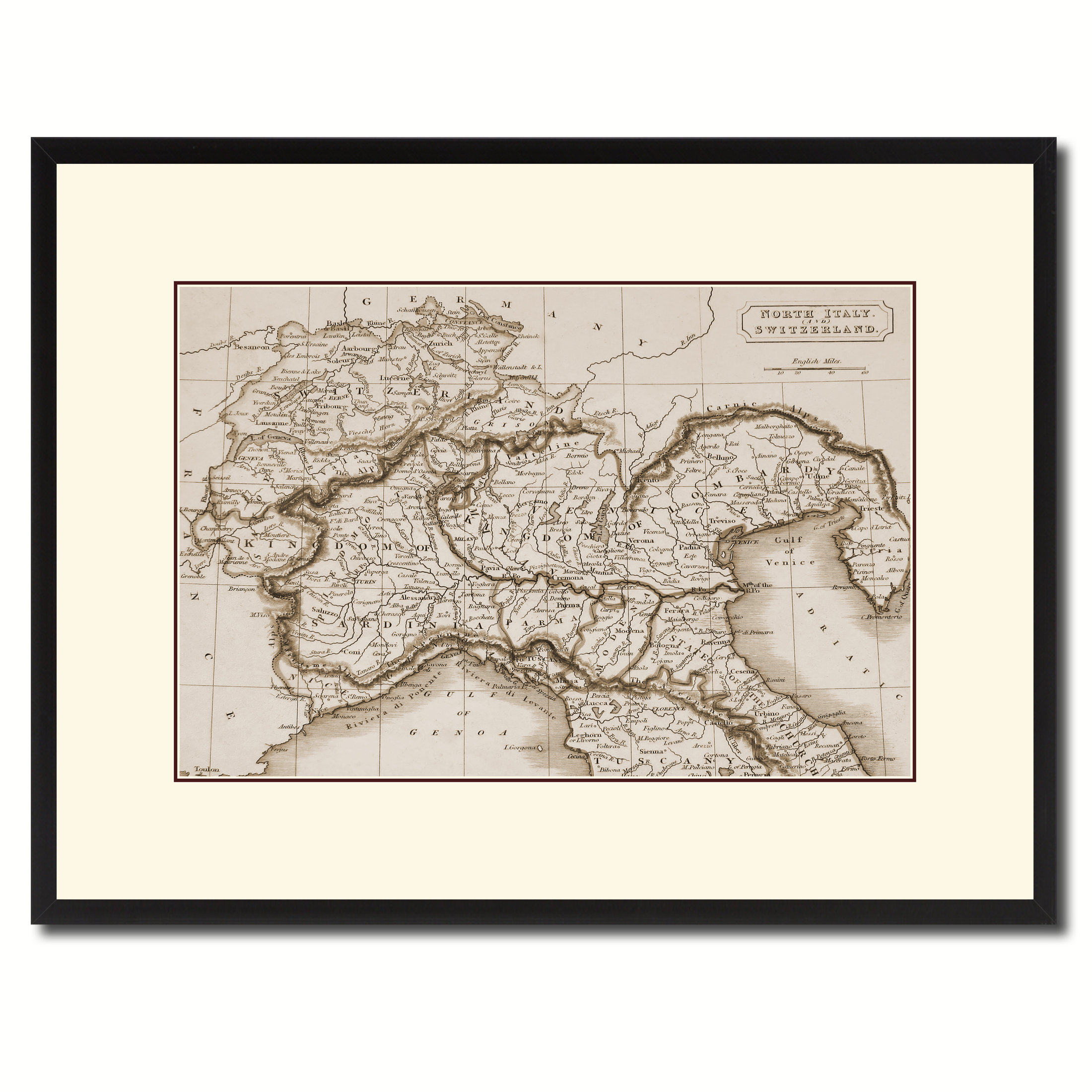 17 Stories Northern Italy Vintage Sepia Map Canvas Print, 28x37 | Wayfair