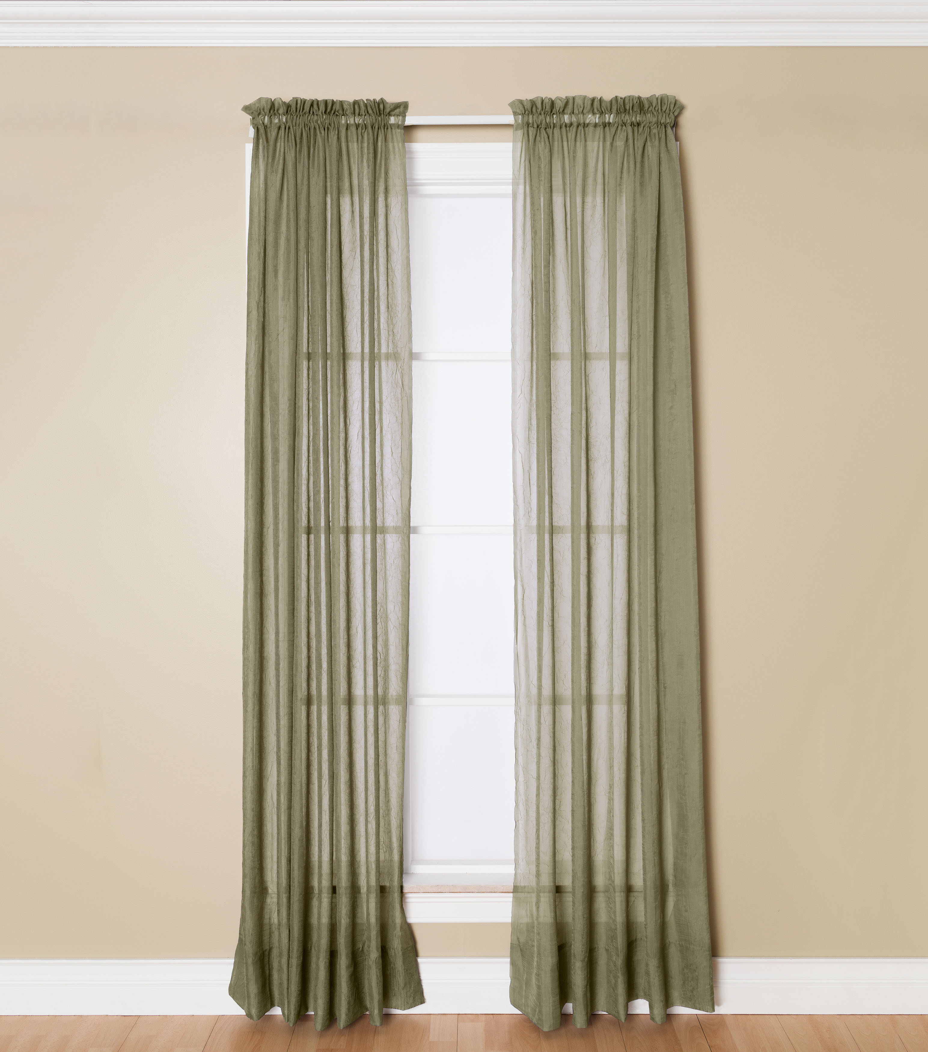 Ebern Designs Messancy 100% Polyester Sheer Crushed Voile Solid Color ...