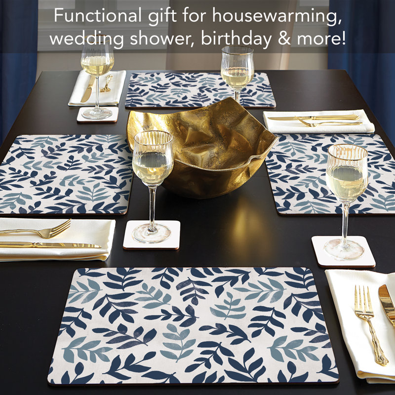 CounterArt Blue Leaf Floral Premium Decorative Hardboard Tabletop ...