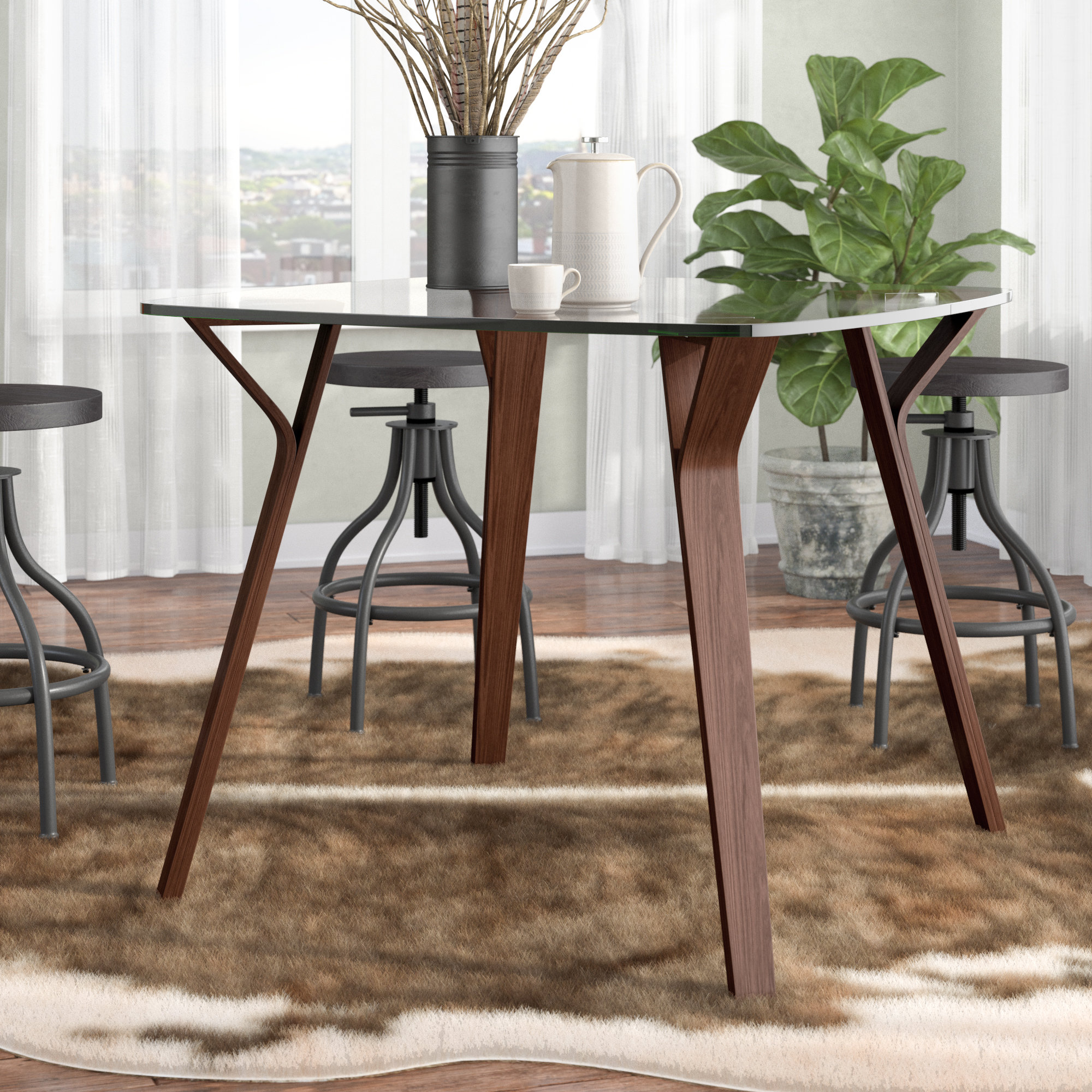 The Twillery Co.® Elzada Glass Top Dining Table & Reviews | Wayfair