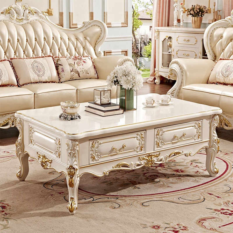 Romero European Solid Wood Carved Coffee Table Coffee Table | Wayfair