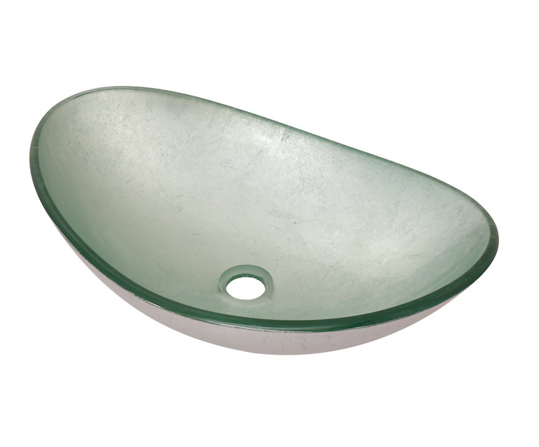 Novatto Argento 14.5'' Foil Silver/Fluorescent Glass Oval Bathroom Sink ...