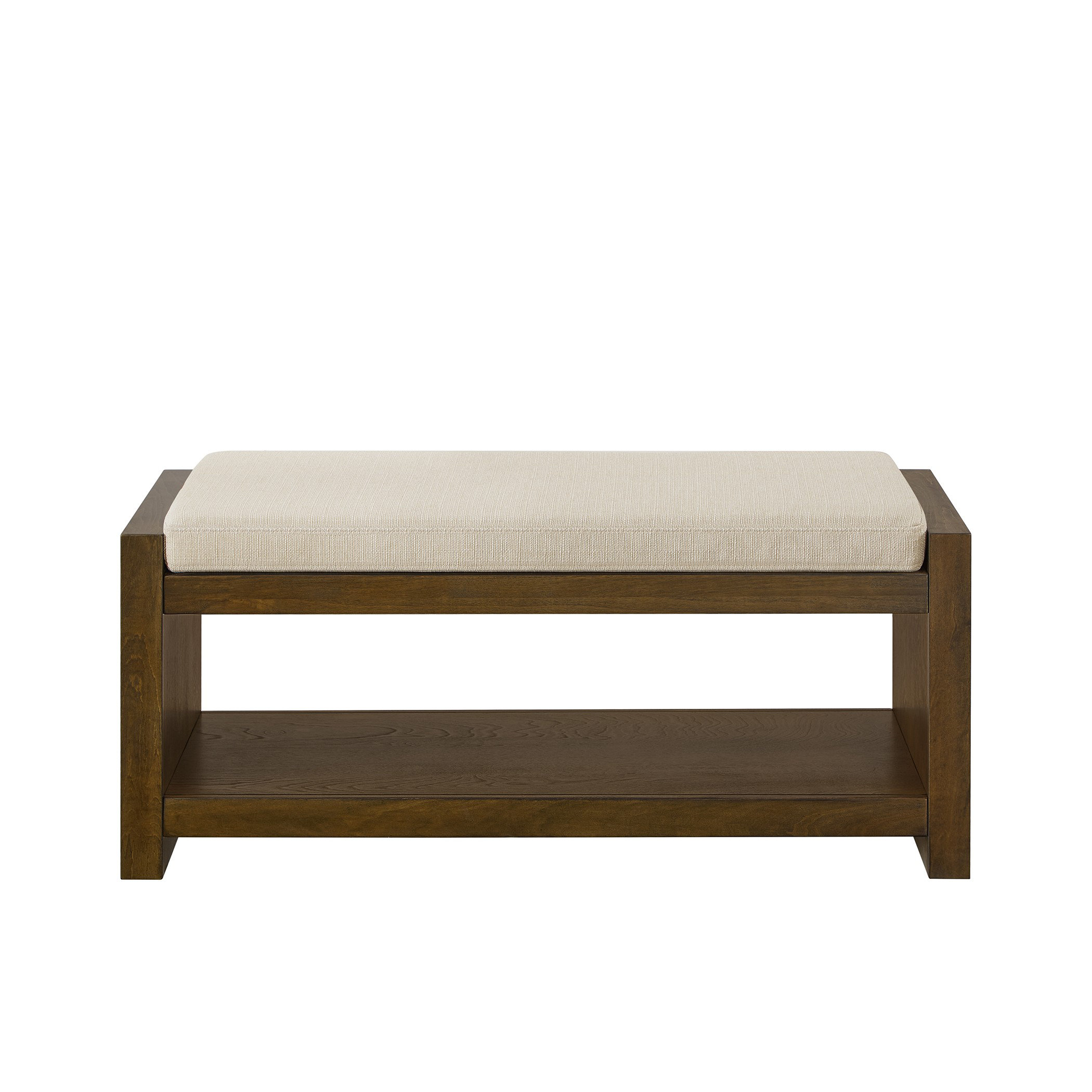 Latitude Run® 40'' Ivory Accent Bench with Lower Shelf Shoe Rack ...
