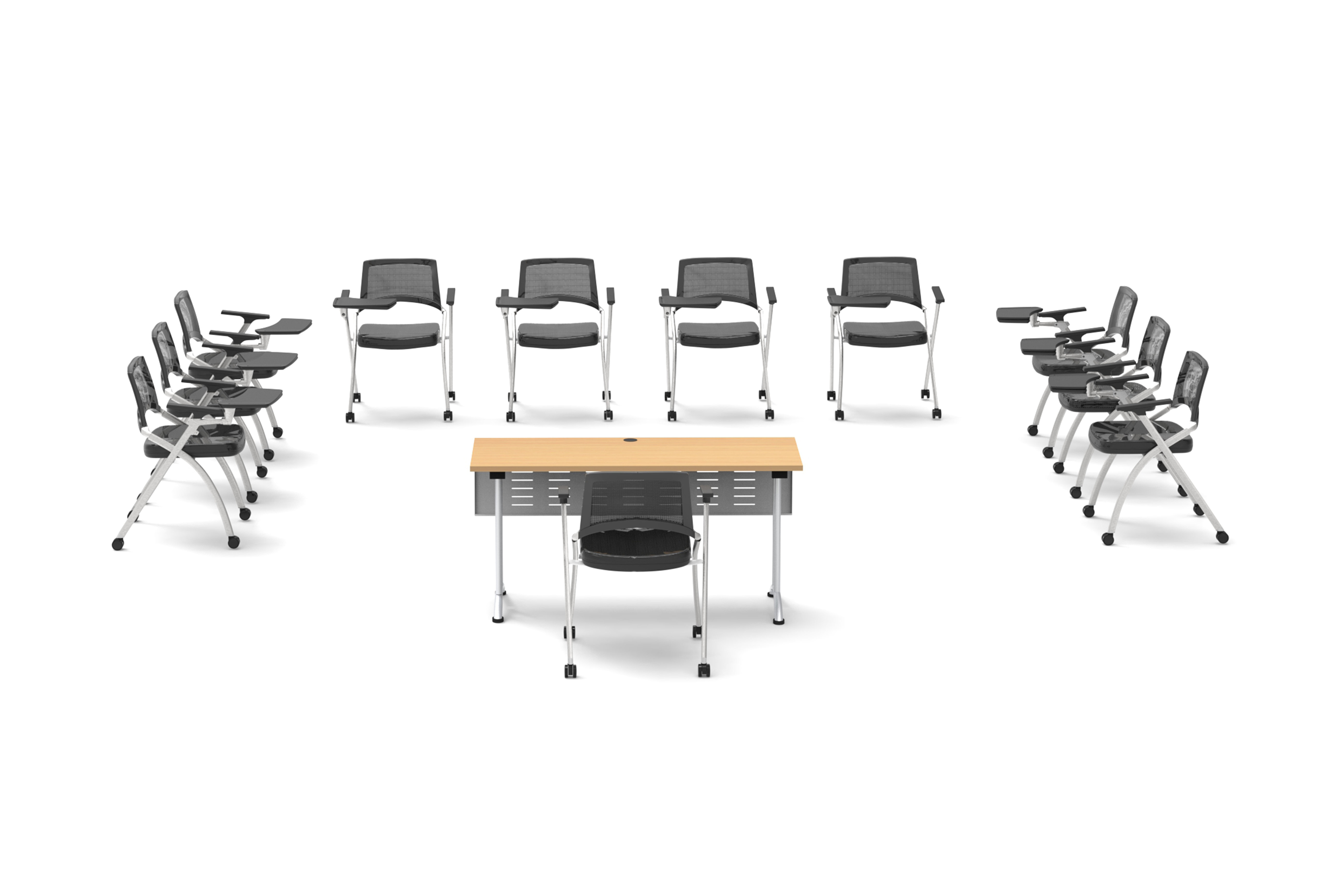 Team Tables Classroom Training Table and Chair Set with Modesty Panel ...