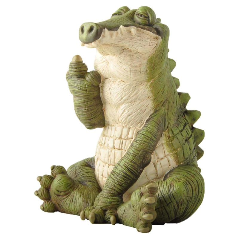 Trinx Whimsical Hilarious Alligator Raising Middle Finger Figurine ...