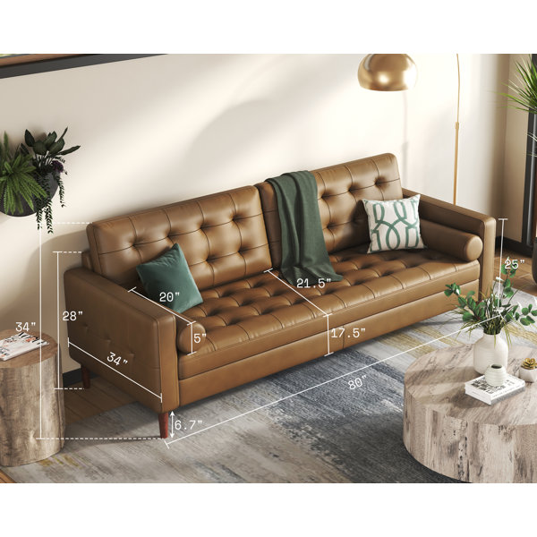 Trent Austin Design® Anvi 80" Genuine Leather Square Arm Sofa & Reviews ...