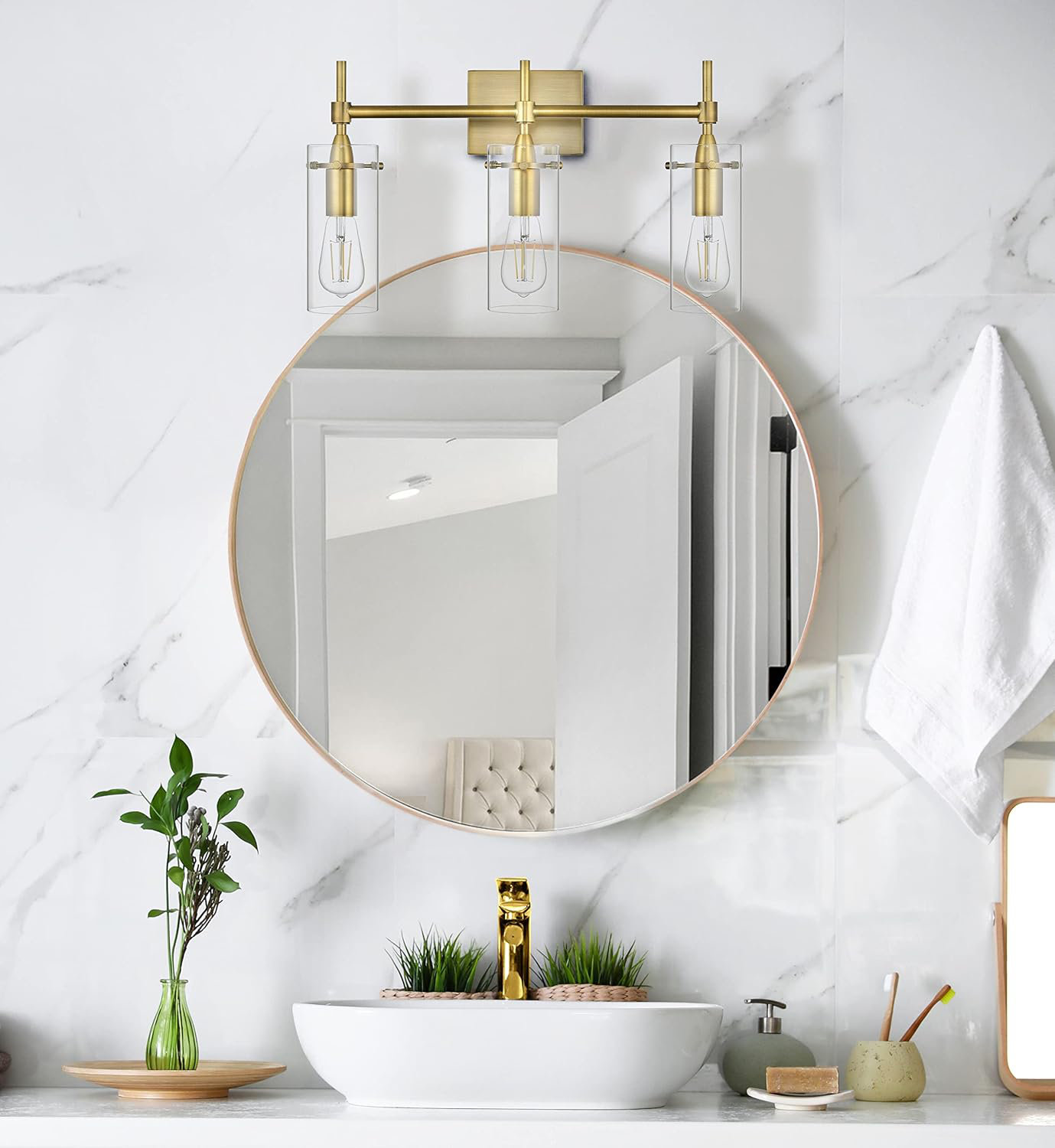 Everly Quinn Modern Farmhouse Bathroom Vanity Light Fixture With Clear ...