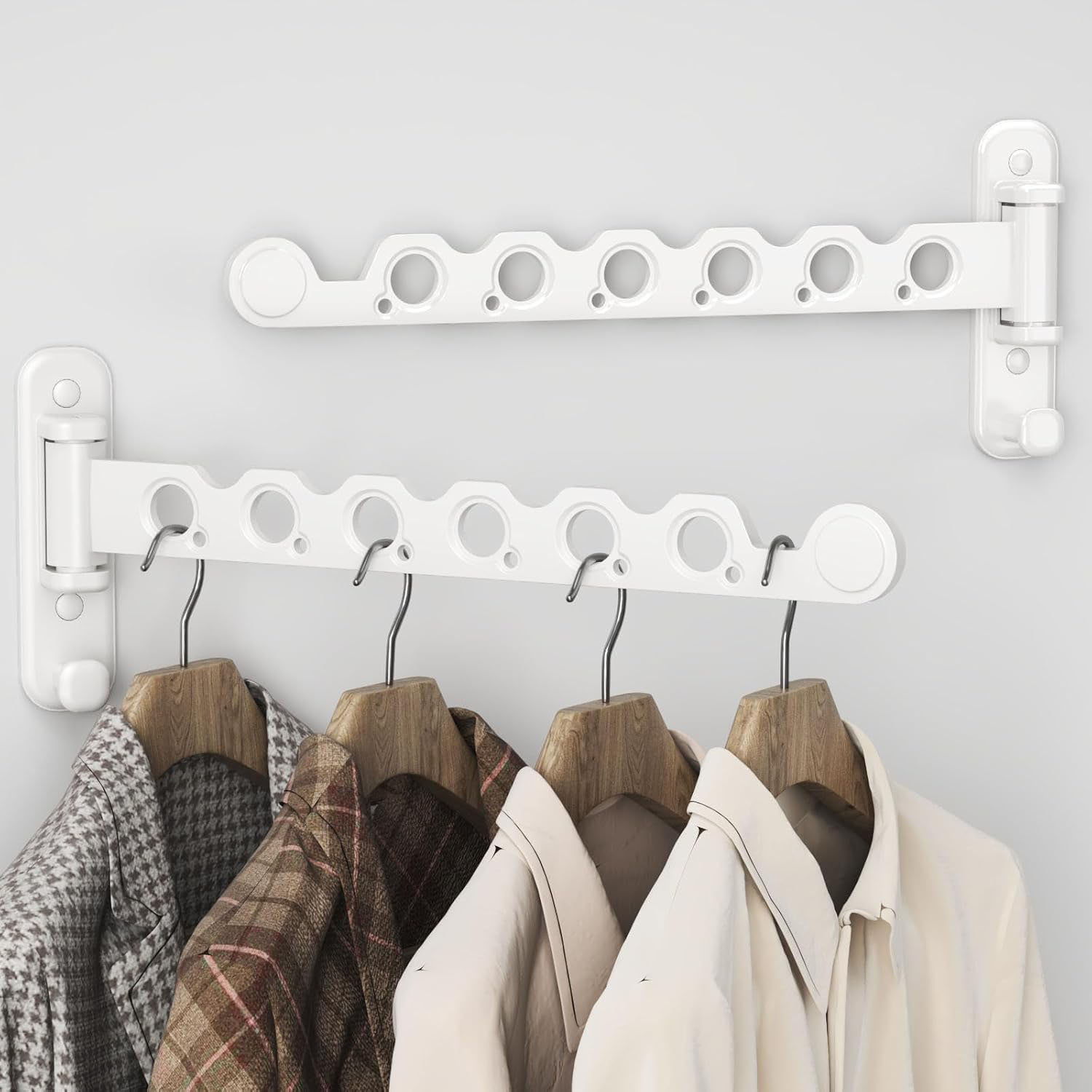 Symple Stuff Wall Mounted Clothes Drying Rack For Laundry Foldable Coat ...