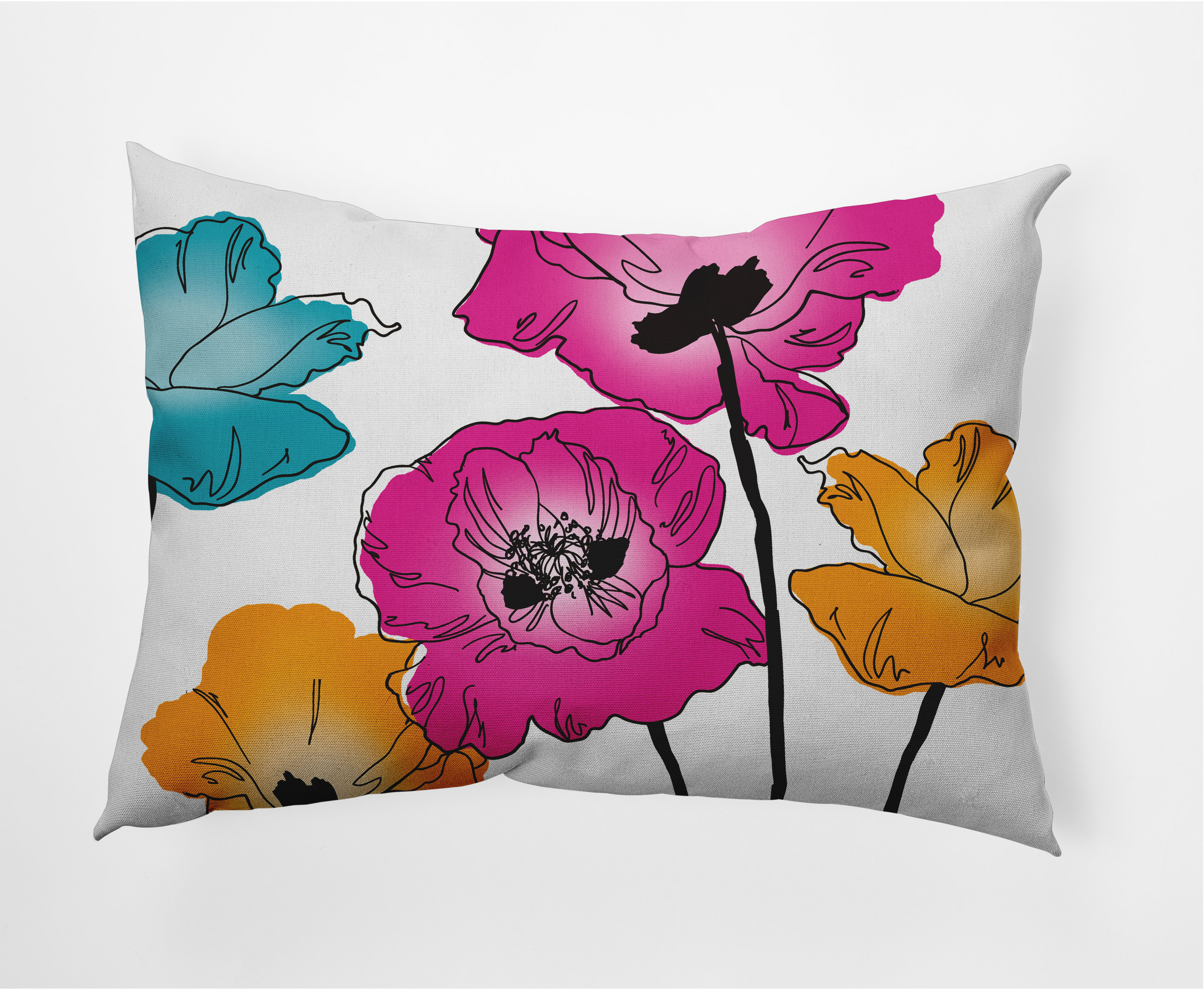 e by design Popping Poppies Indoor/Outdoor Lumbar Throw Pillow | Wayfair
