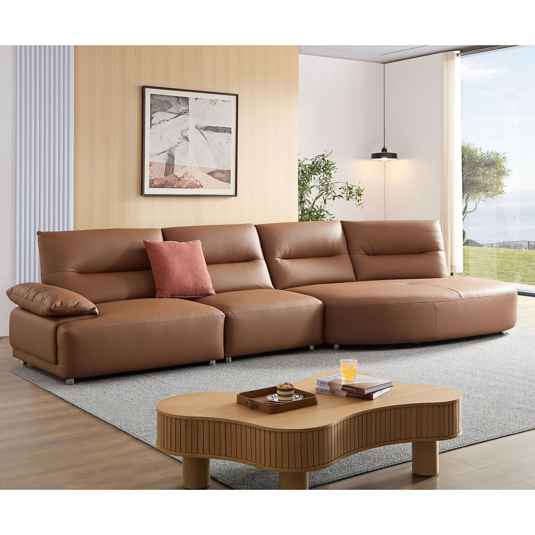 Everly Quinn Oversied Modern Sectional Curved Shaped Sofa Couch for ...