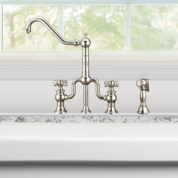 Whitehaus Collection Bridge Faucet with Long Traditional Swivel Spout ...