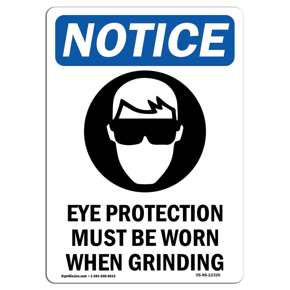SignMission OSHA Notice - Eye Protection Must Sign With Symbol | Heavy ...