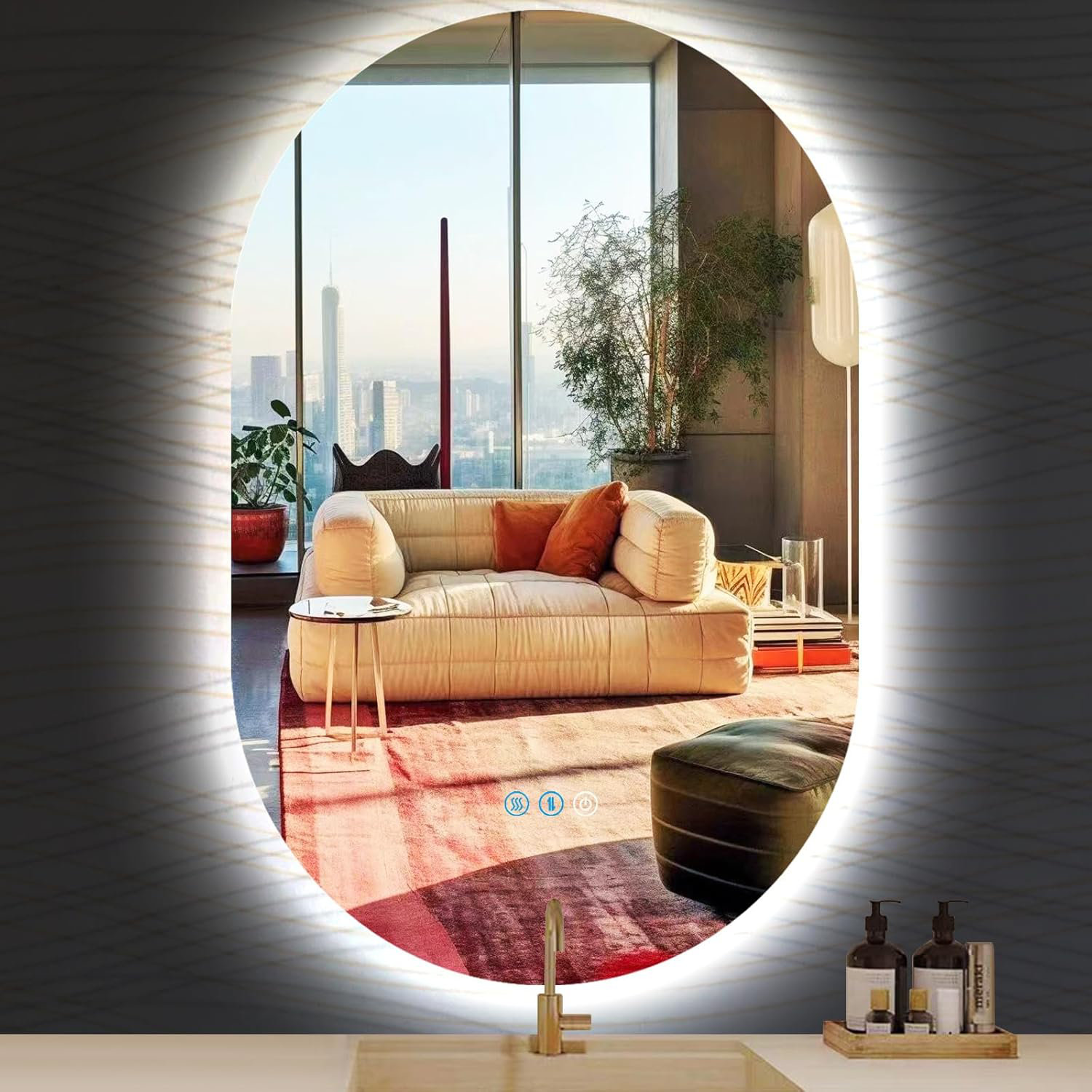 Ivy Bronx 40 X 30 Inch Oval Lighted Mirrorr For Bathroom Wall Led Oval ...