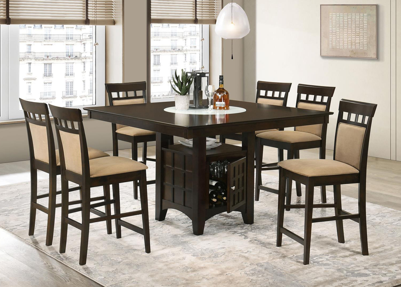 Red Barrel Studio® Sarwa Square Counter Height Dining Set Brown and Tan ...