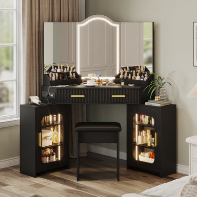 unique corner makeup vanity