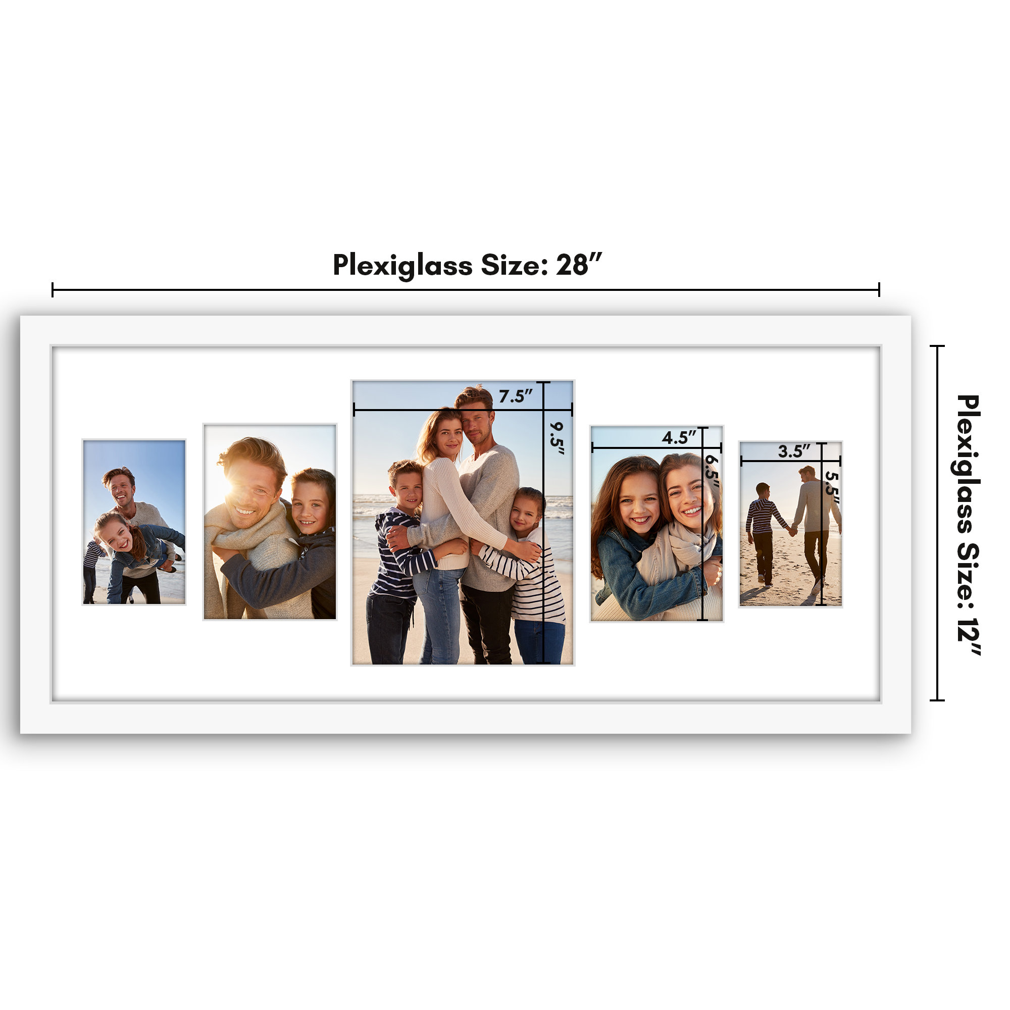 Americanflat 12x28 Collage Picture Frame - Fits One 8x10 Photo, Two 4x6 ...