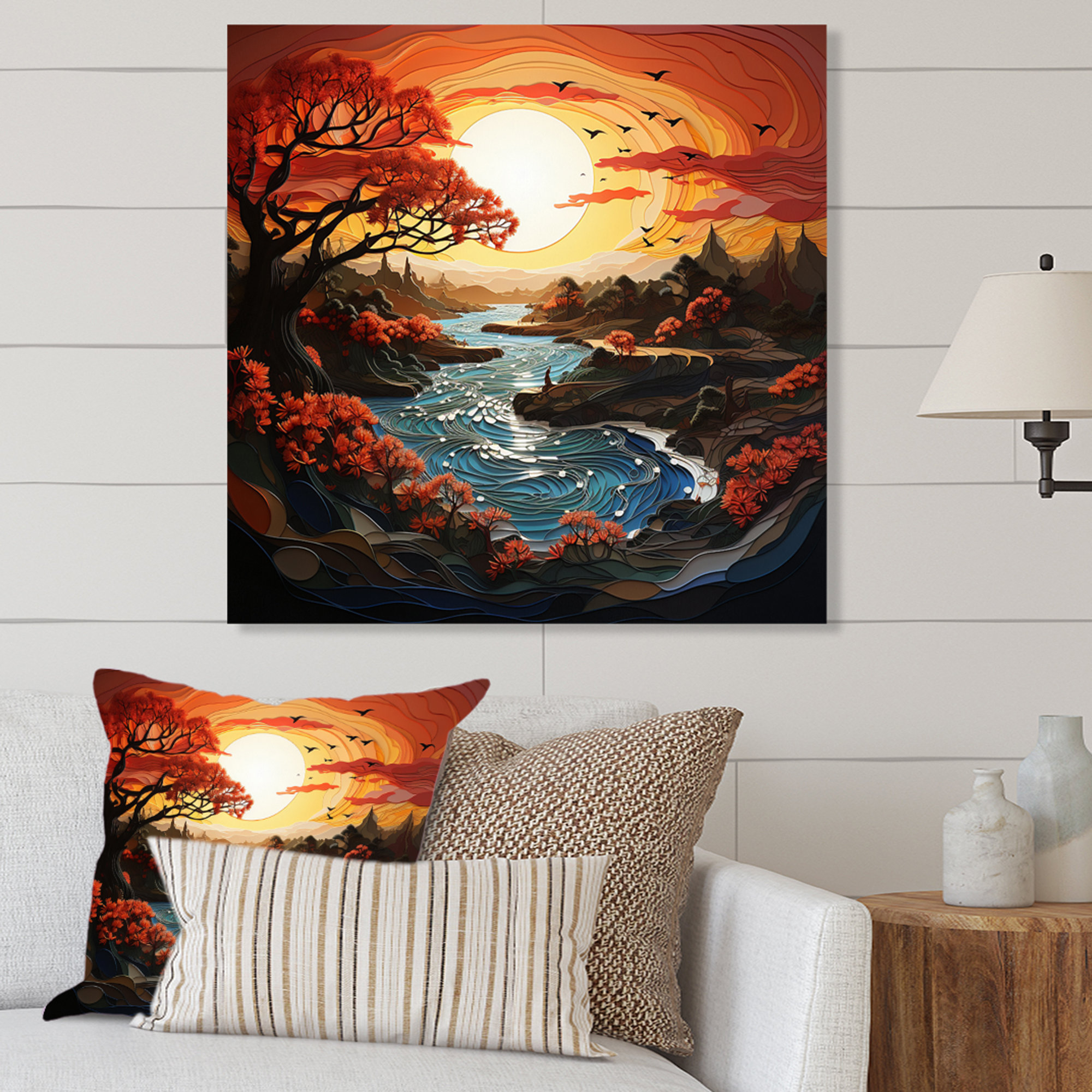 Loon Peak® Orange Sunrise Silent Awakening Papercut I - Landscapes ...