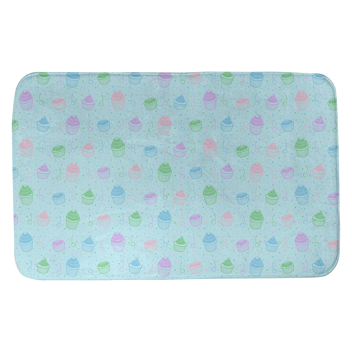 Ebern Designs Leffel Pastel Cupcake Rectangle Non-Slip Bath Rug | Wayfair