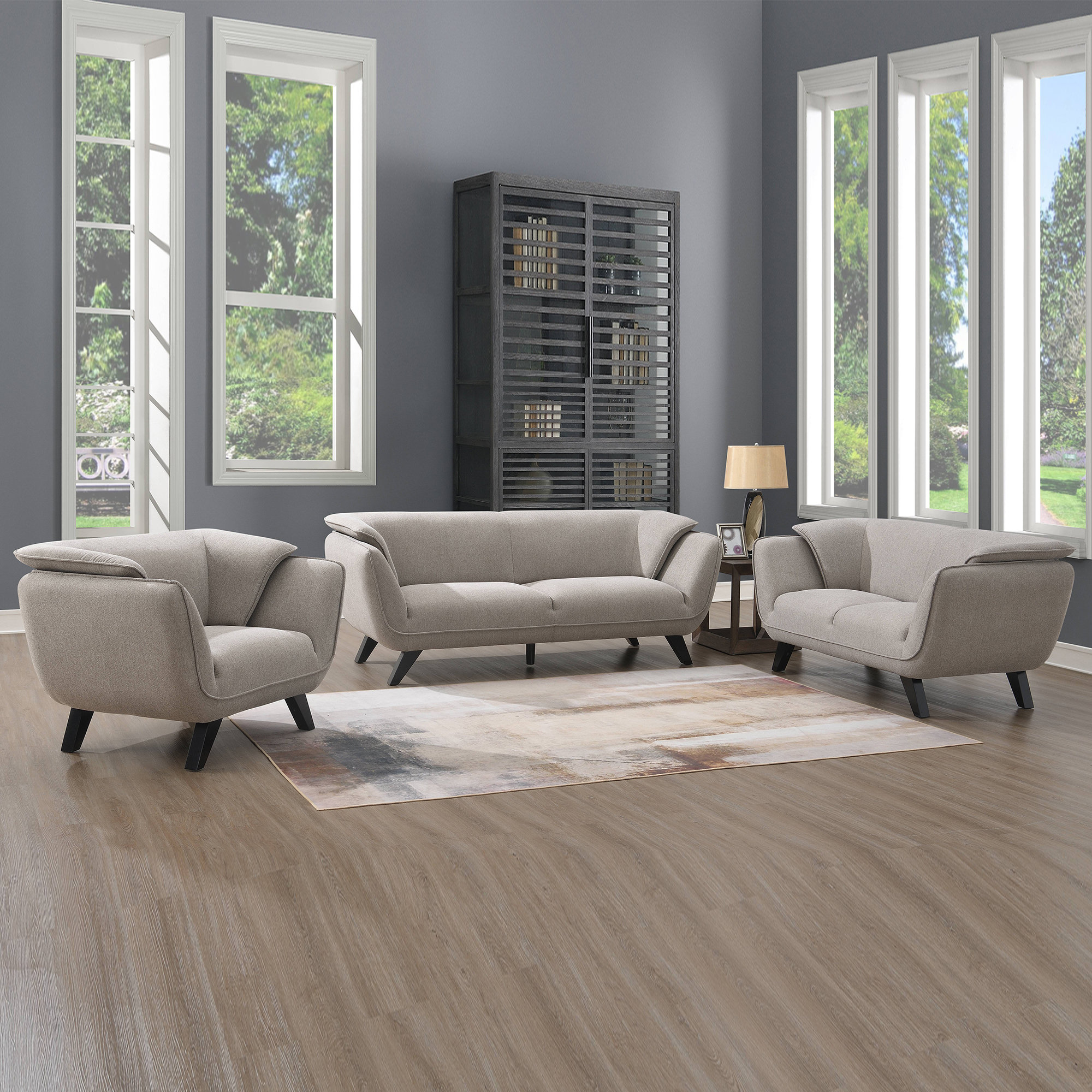 Corrigan Studio® 3-Piece Sofa Set For Living Rooms, Featuring Comfy ...