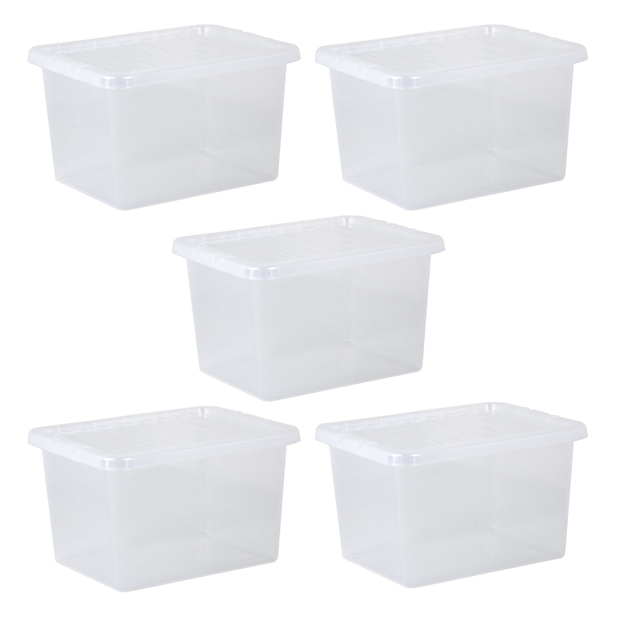Wham Crystal 25L Plastic Storage Box Pack of 5 Clear & Reviews ...