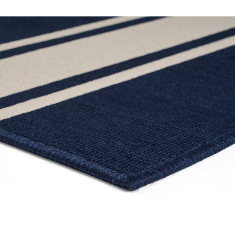 Breakwater Bay Nikhil Navy Stripe Area Rug & Reviews | Wayfair