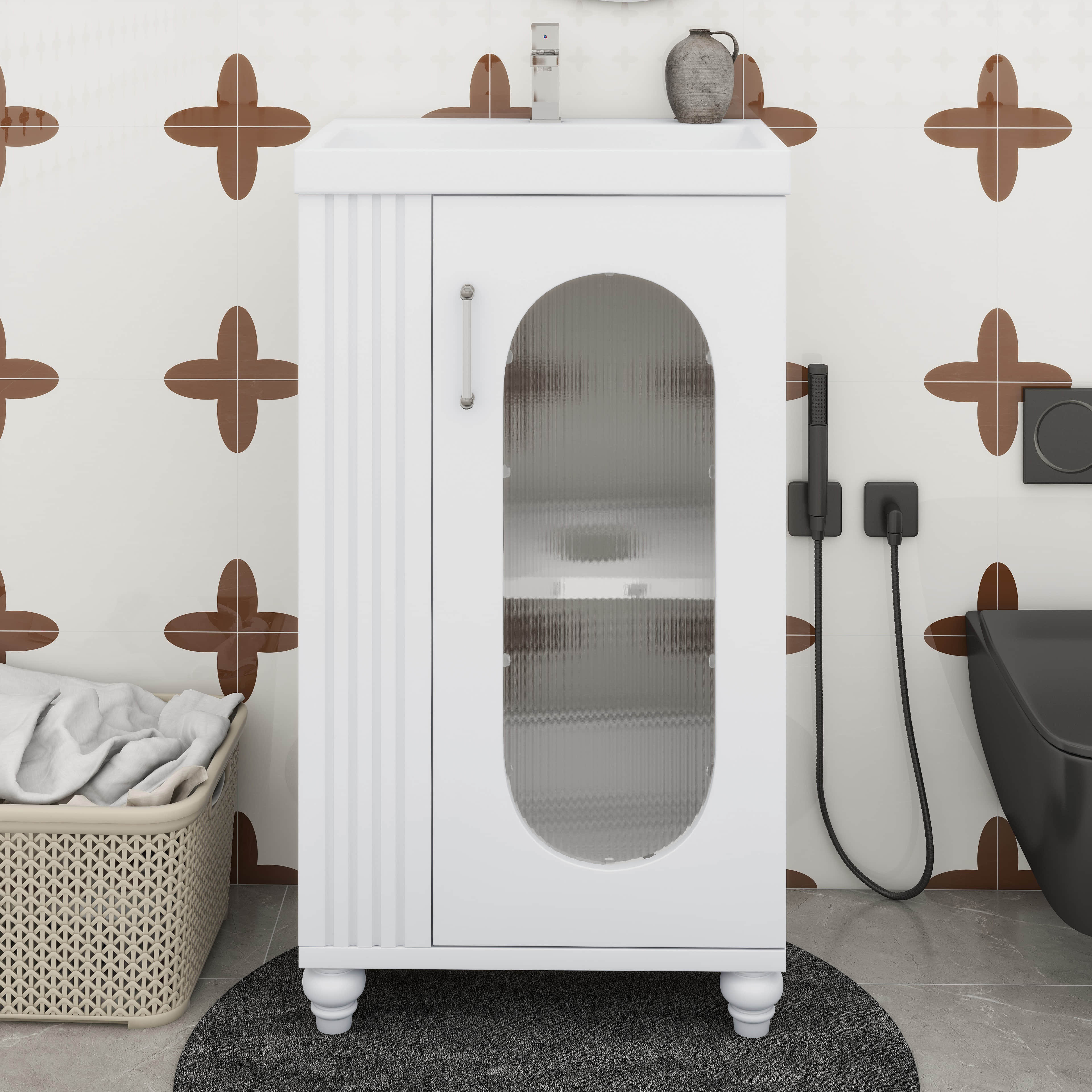 Orren Ellis Modern 20-Inch Bathroom Vanity Cabinet With Ceramic Sink ...