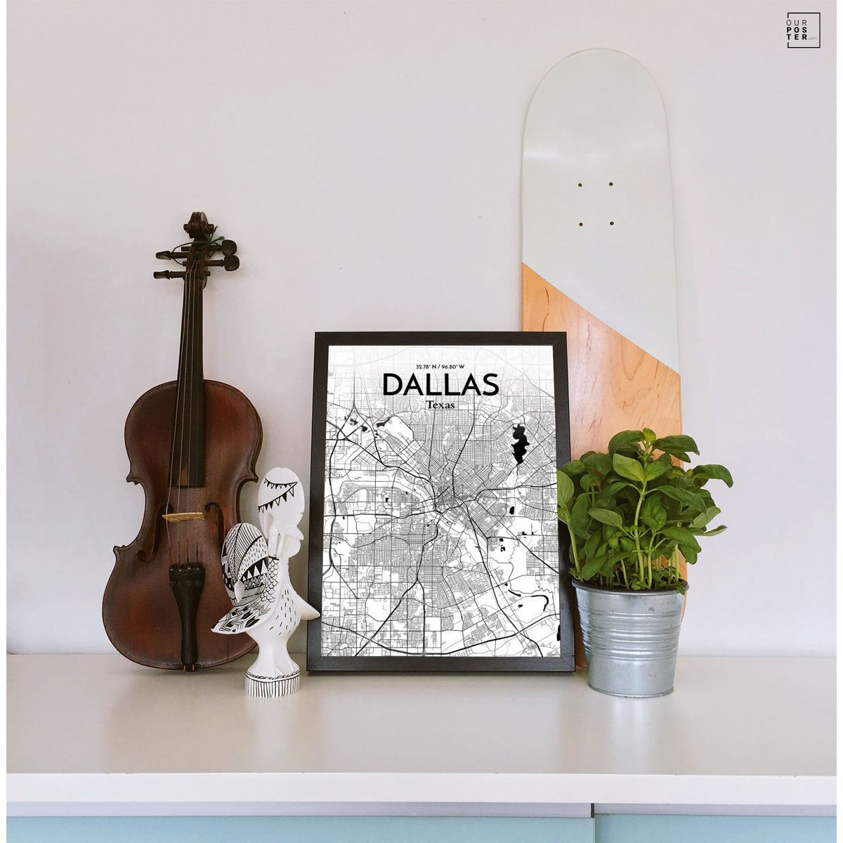 OurPoster.com 'Dallas City Map' Graphic Art Print Poster in Ink | Wayfair