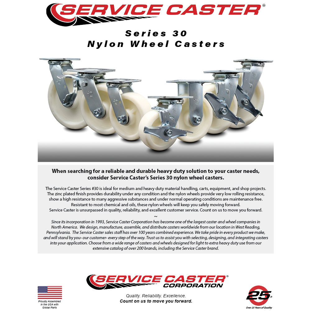 Service Caster 4 Piece Nylon Caster Set | Wayfair