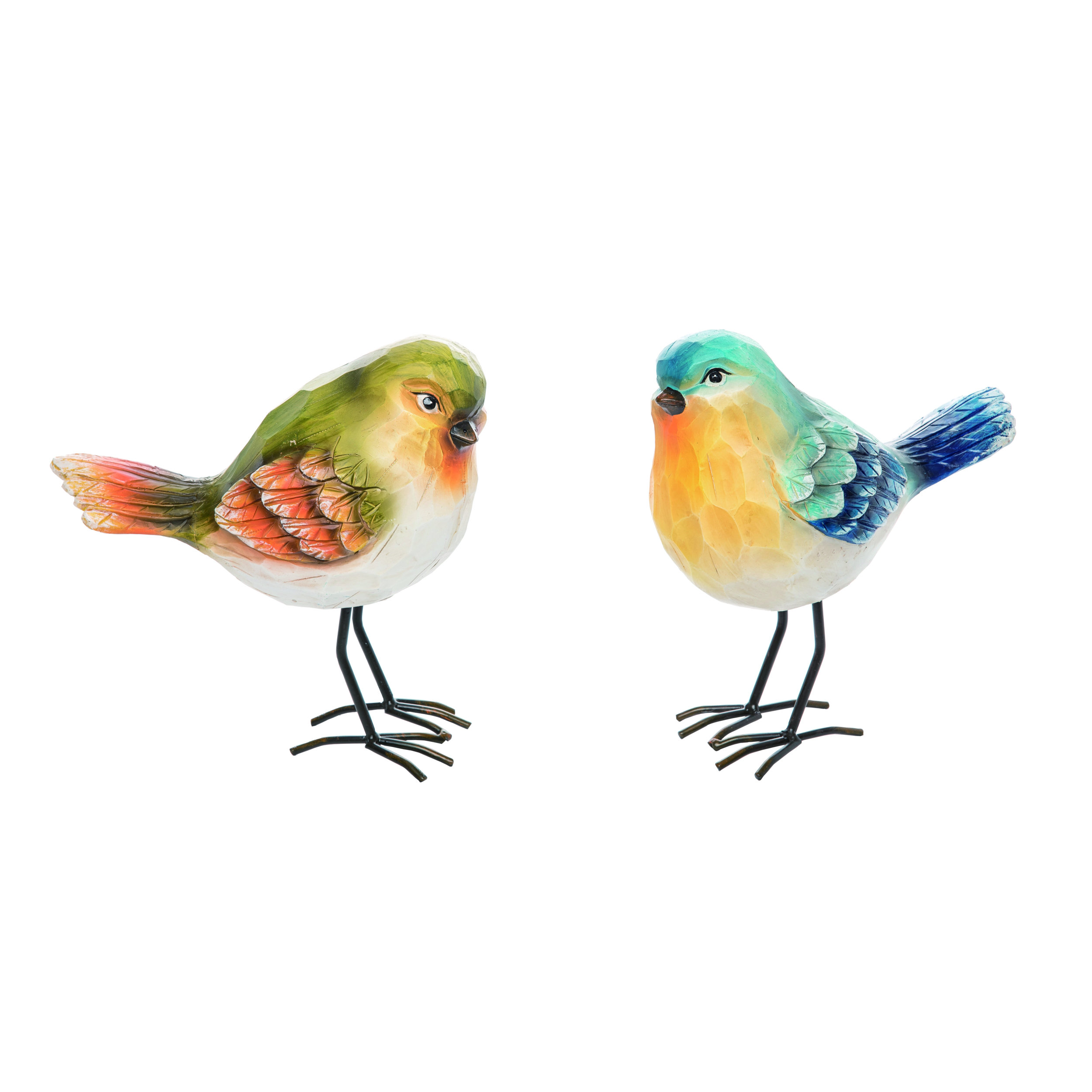 Dakota Fields Resin Colorful Carved Standing Bird Figurines Set of 2 ...