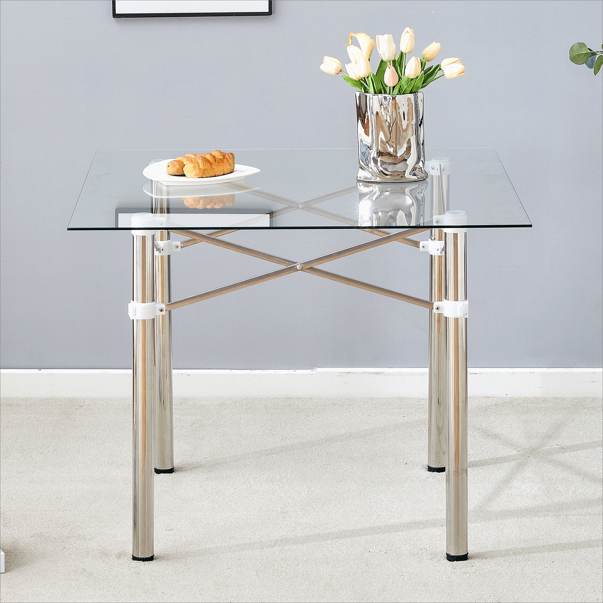 Wrought Studio Elegant Expandable Square Glass Table - 36" Clear ...